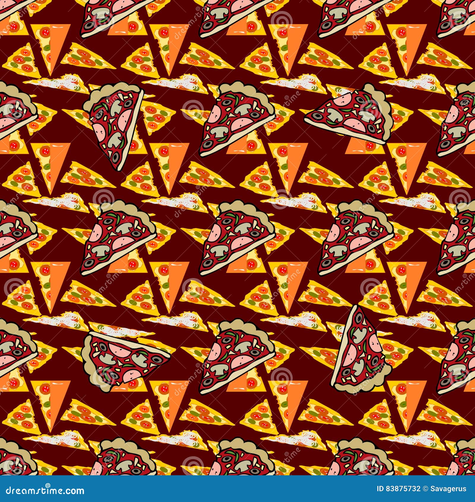 Seamless Texture. Vector Color Image of a Pizza Stock Vector ...