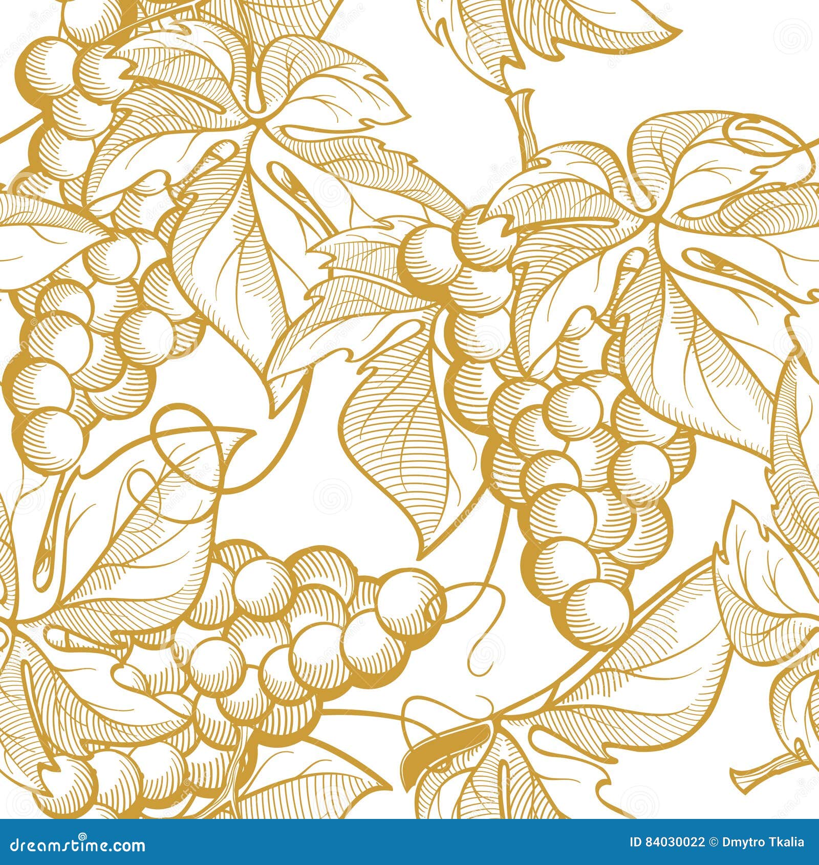 Seamless Texture Vector Graphics Depicting Bunches of Grapes and Vine ...