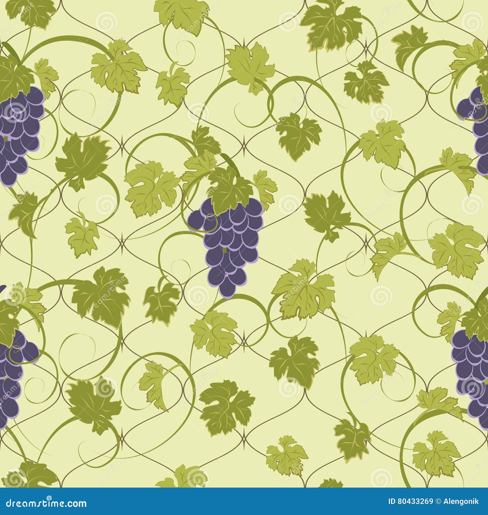 Seamless Texture with Vines and Bunches of Grapes. Stock Vector ...