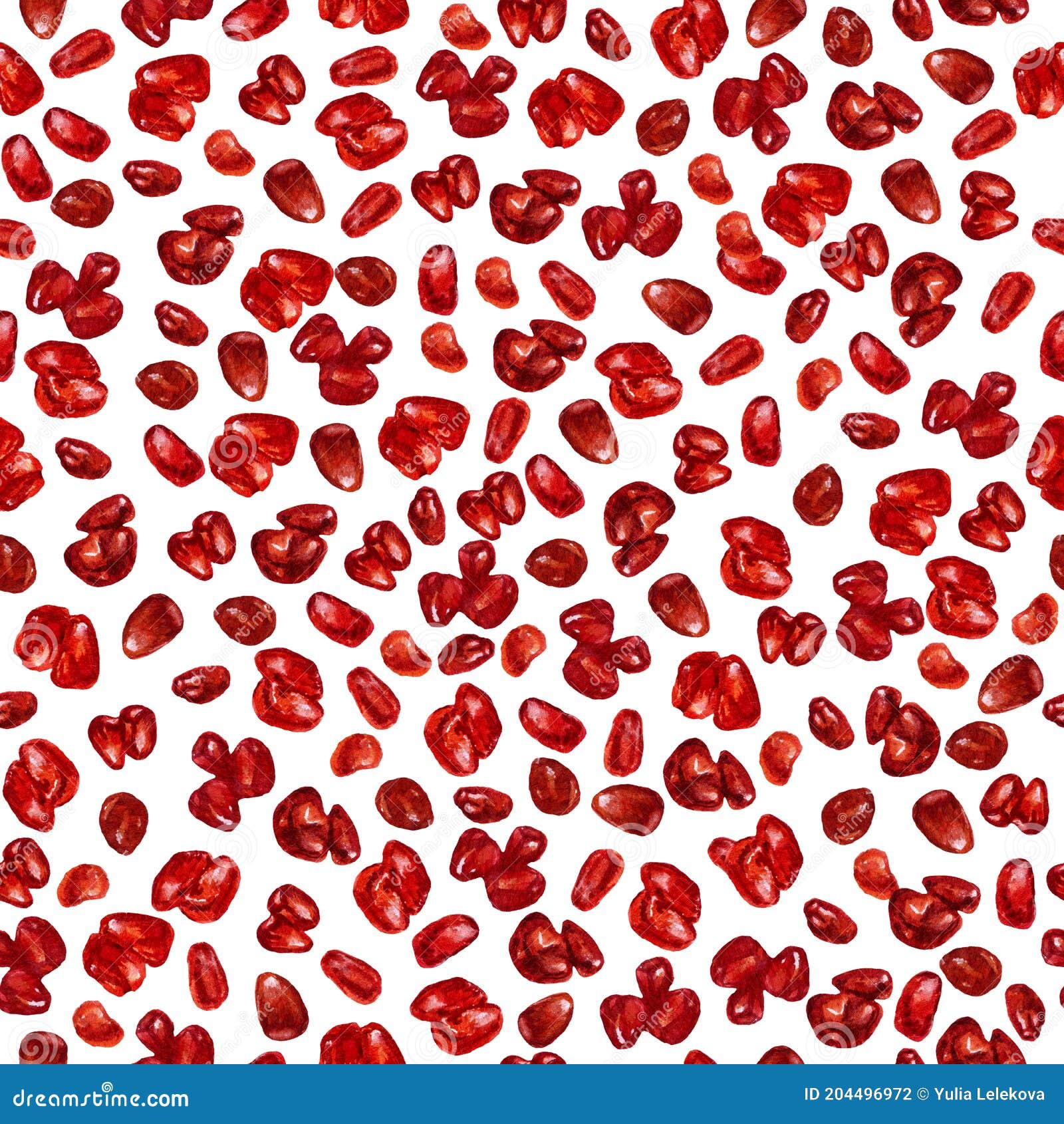 Seamless Texture with Watercolor Garnet Seeds. Pattern with Tropical ...