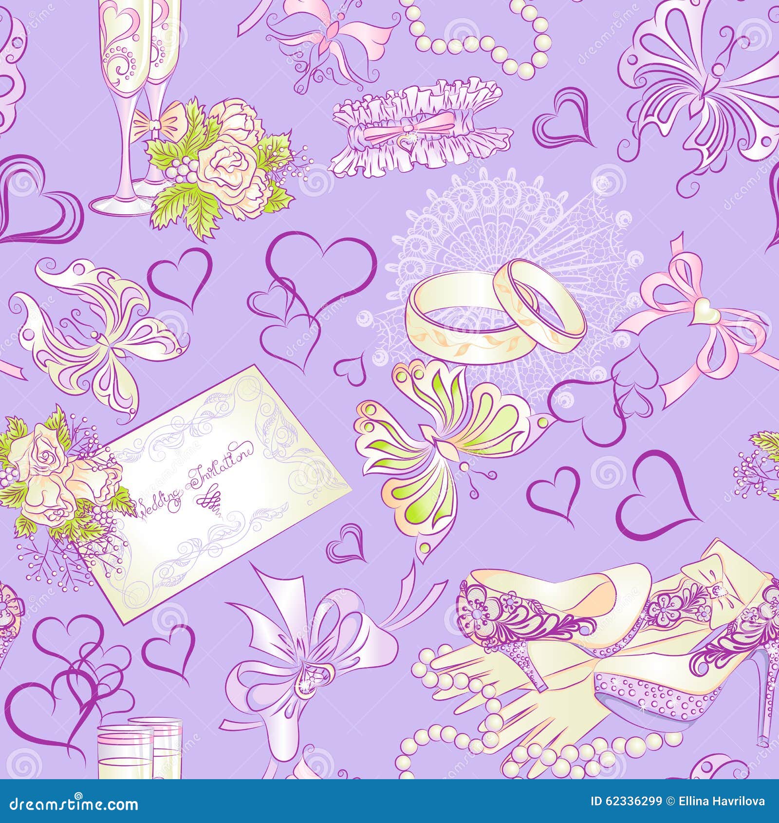 Seamless Texture Wedding Accessories Stock Illustration - Illustration ...