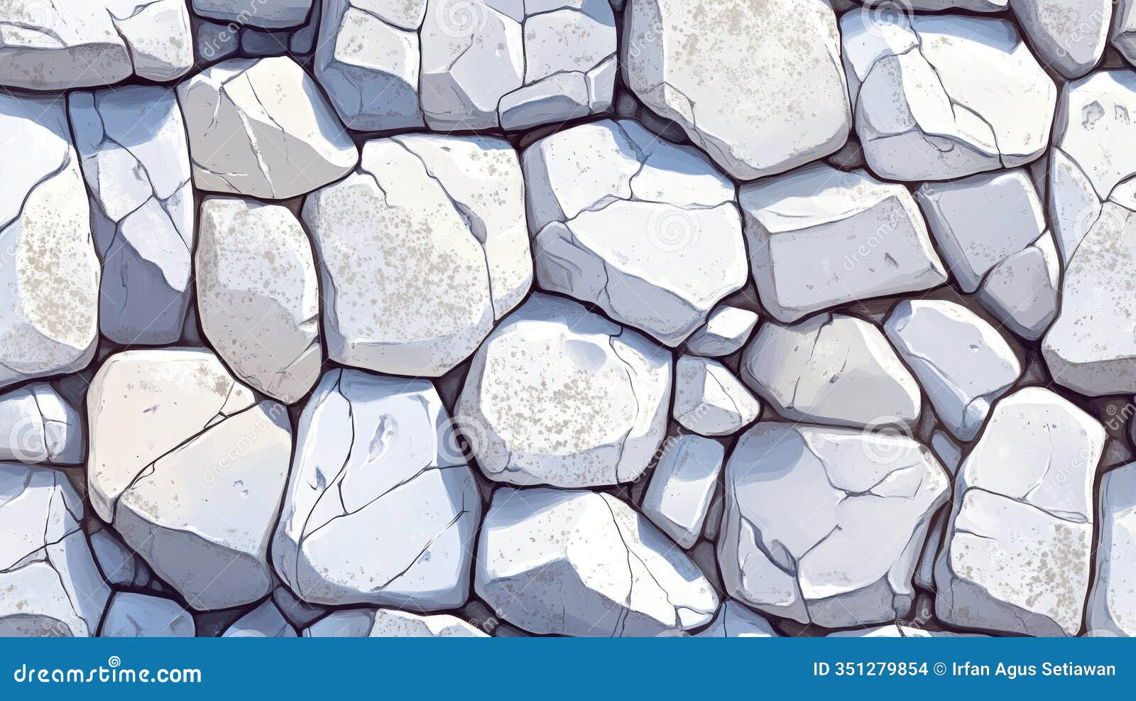 Seamless Texture White Cracked Stone Wall Stock Illustration ...