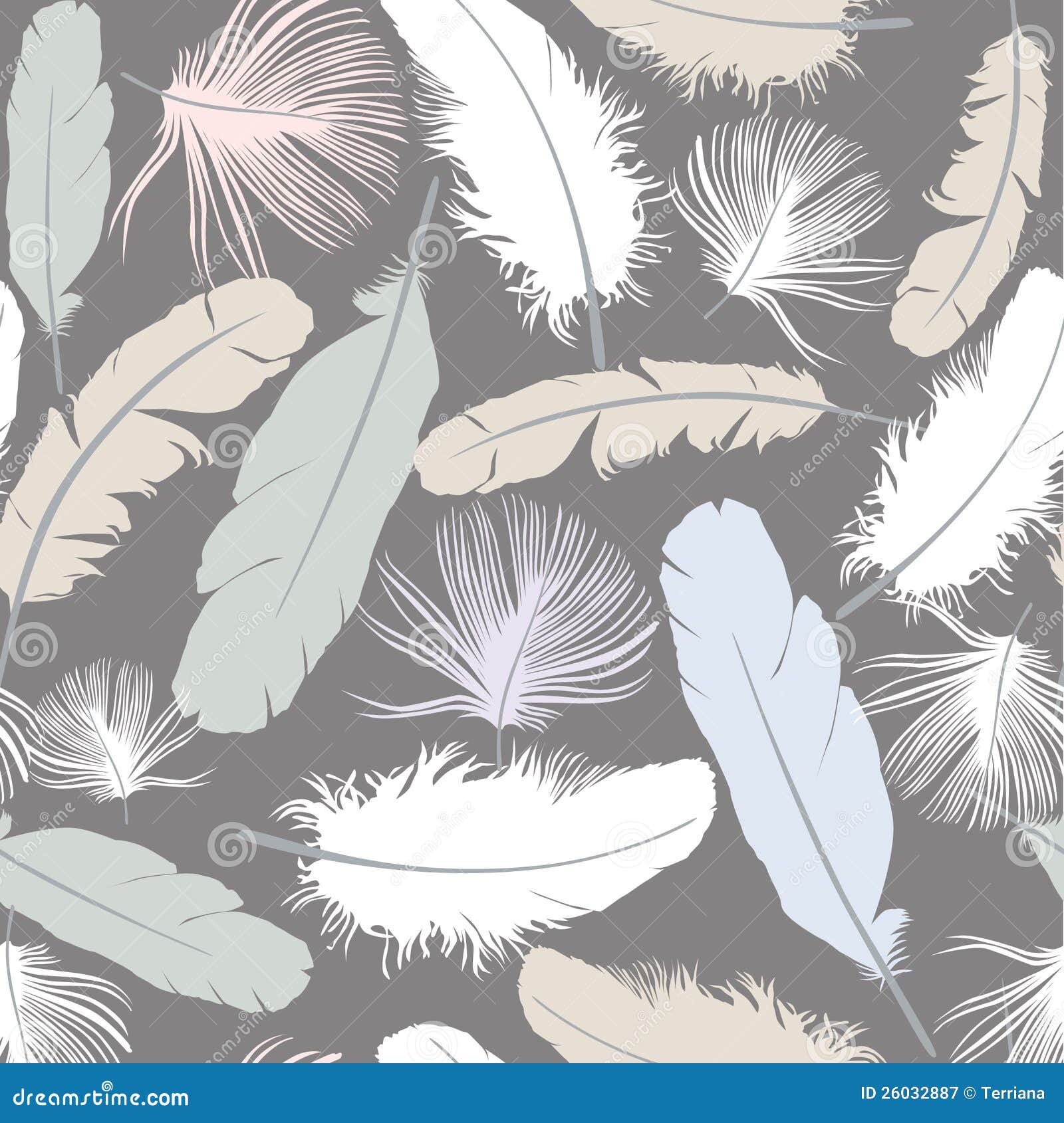 Seamless Texture With White Feathers Vector Illustration ...