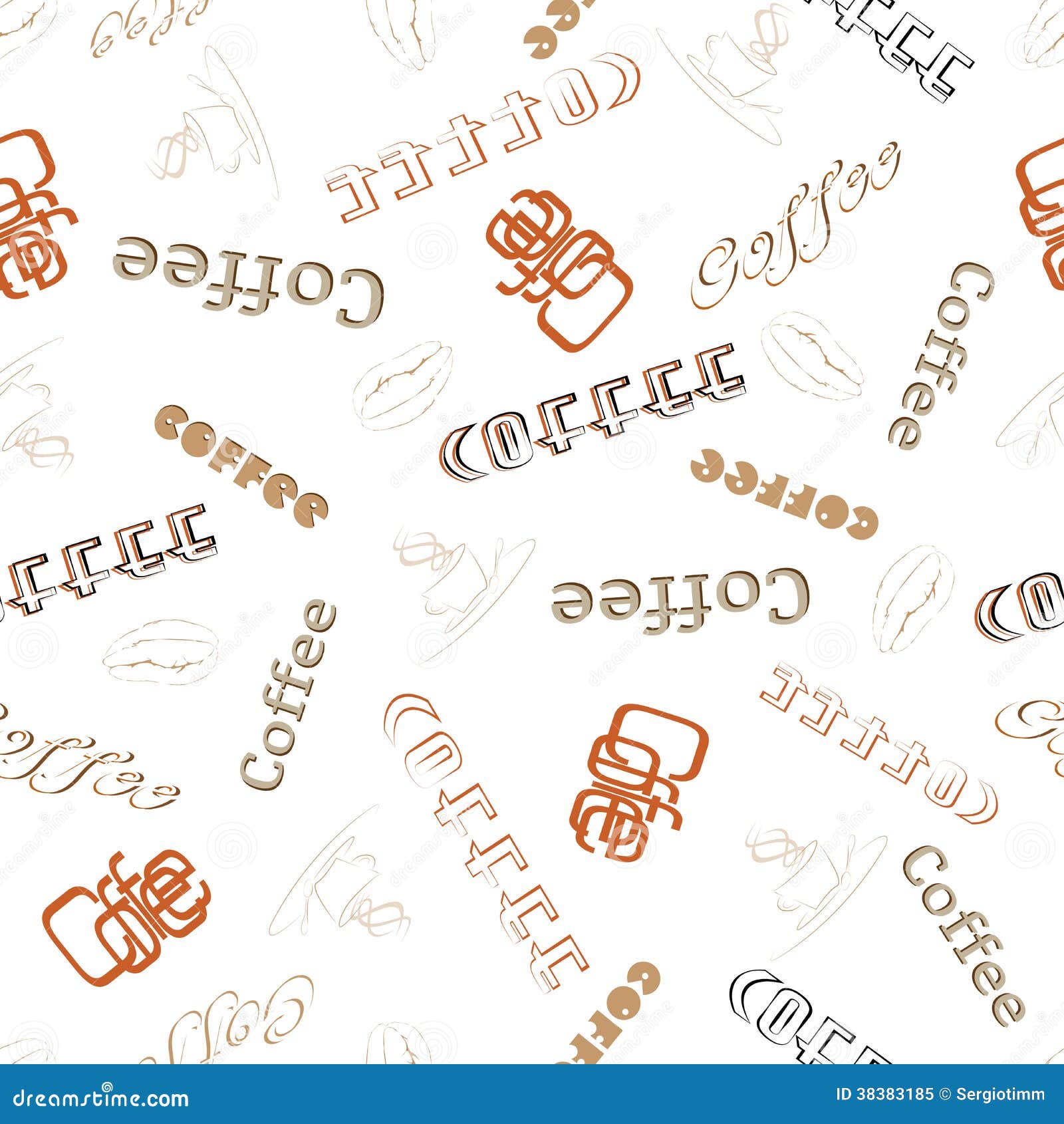Seamless Texture Word Coffee Stock Vector - Illustration of retro ...