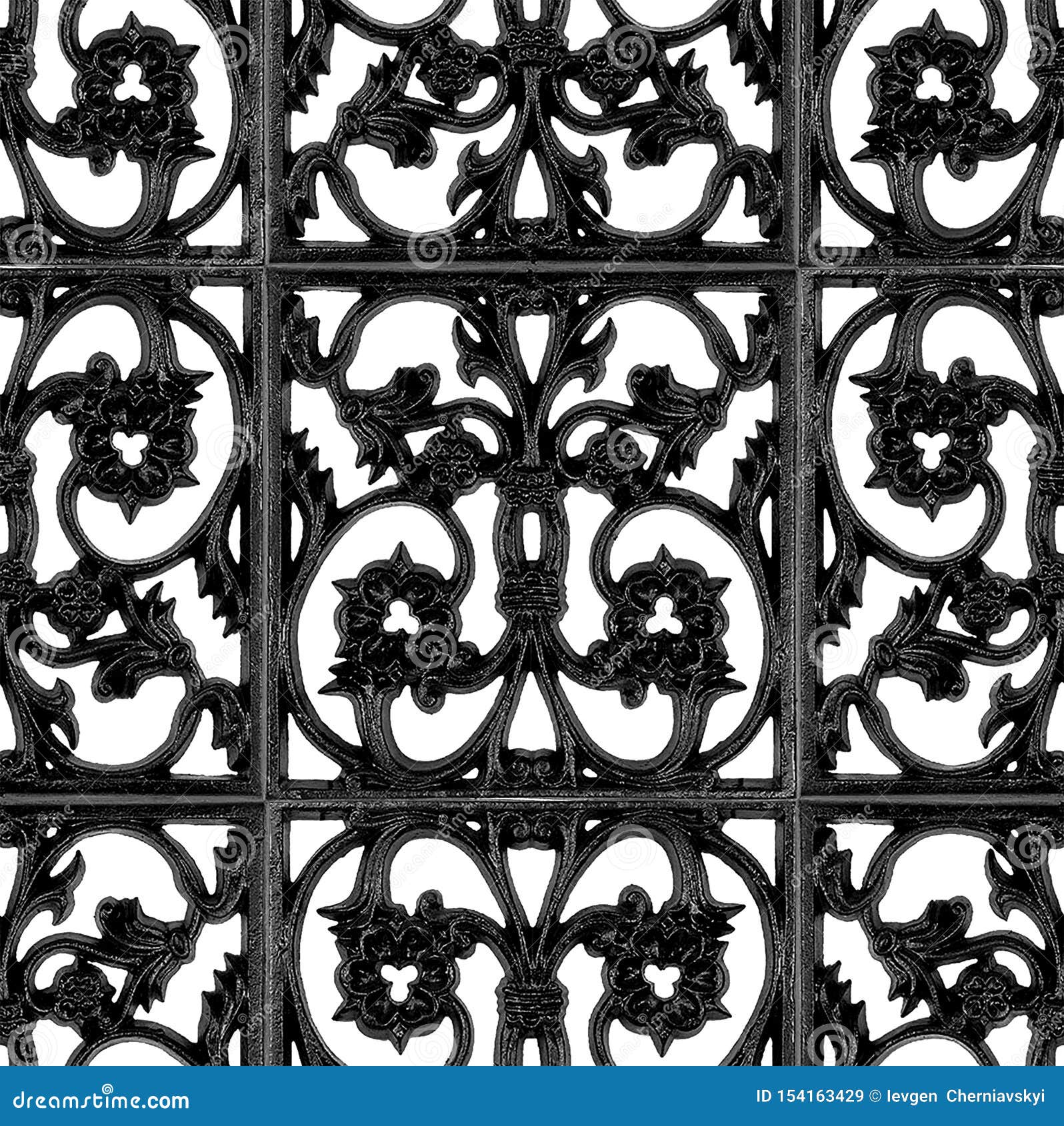 Seamless, Texture of Wrought Iron Latticework Pattern, 3D Illustration ...