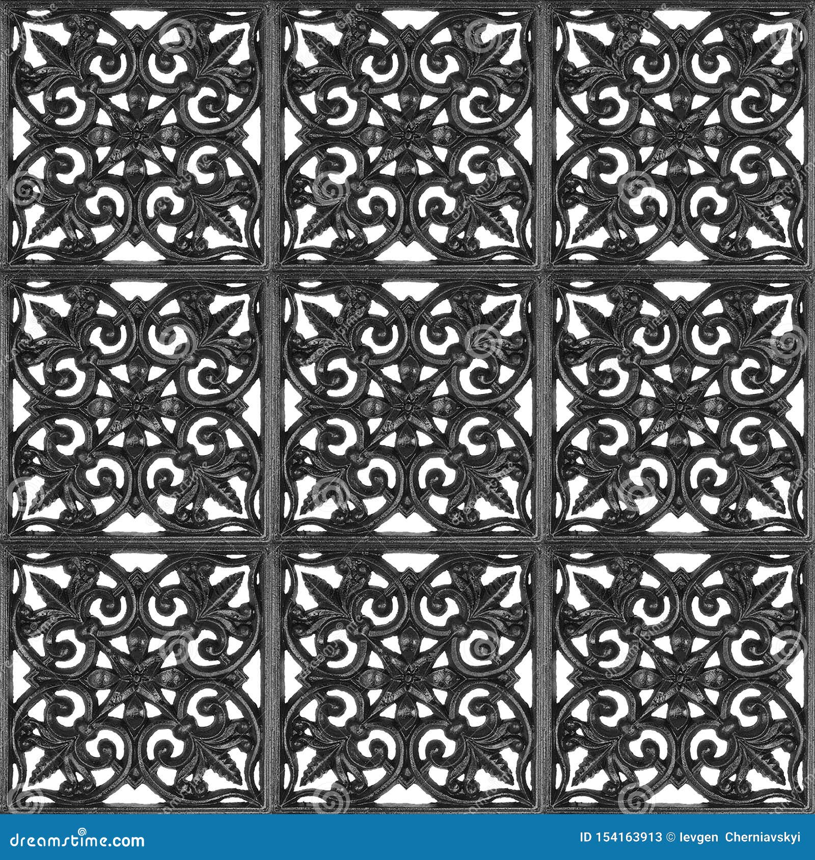 Seamless, Texture of Wrought Iron Latticework Pattern, 3D Illustration ...