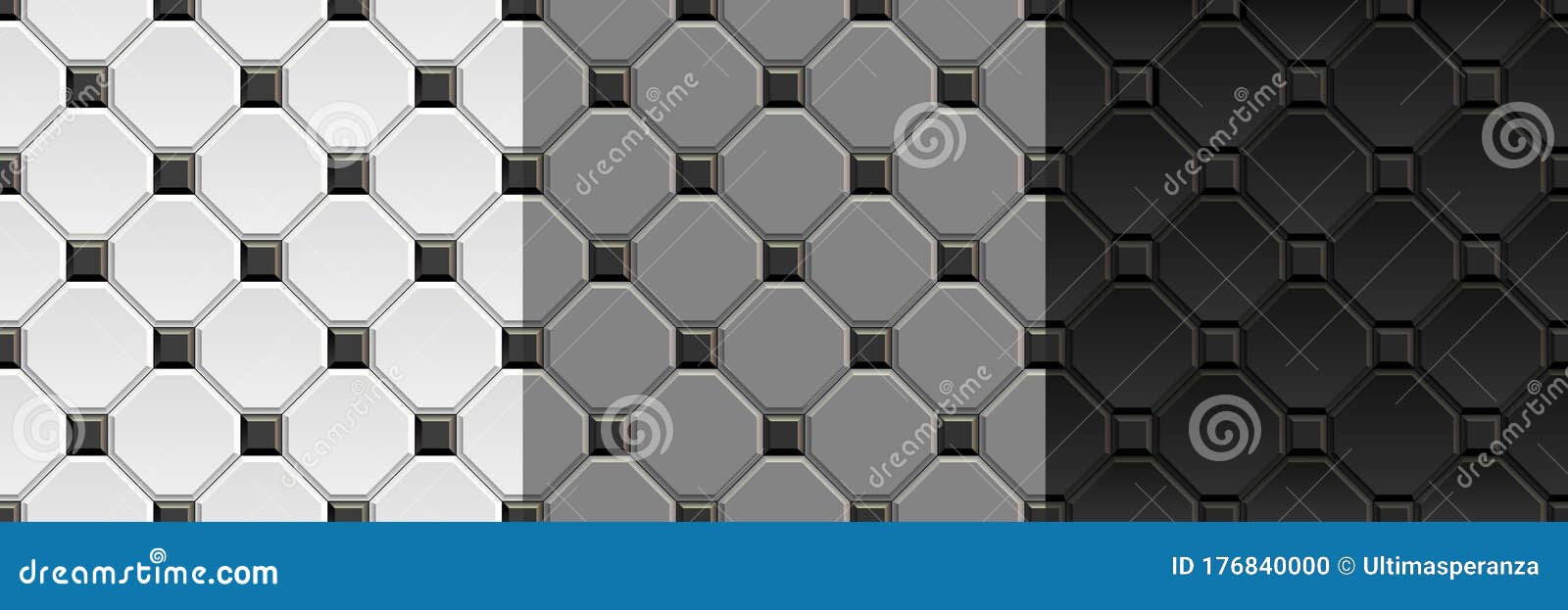 Seamless Textures of Black, White, Gray Ceramic Floor. Vintage ...
