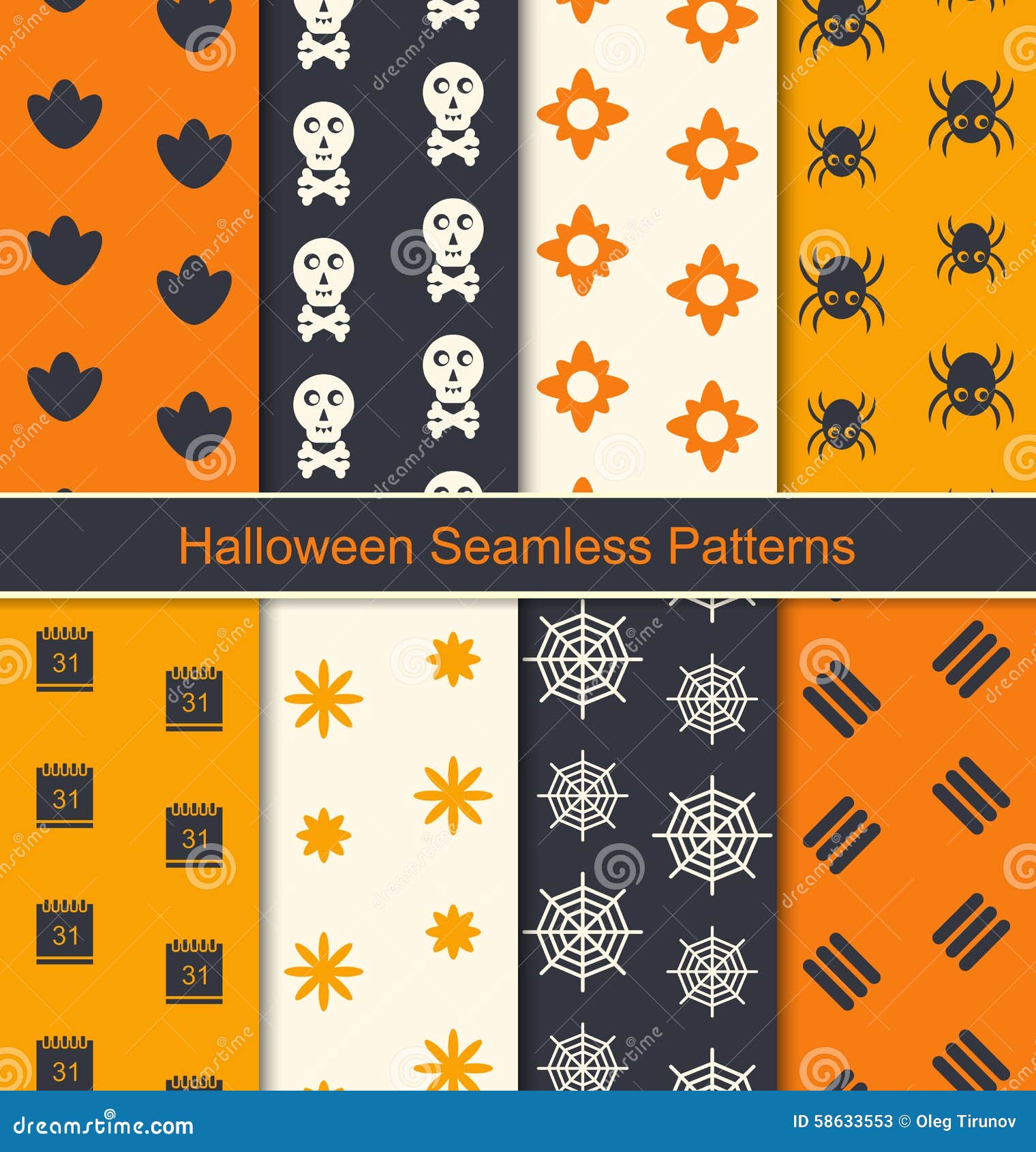 Seamless Textures for Happy Halloween Stock Vector - Illustration of ...