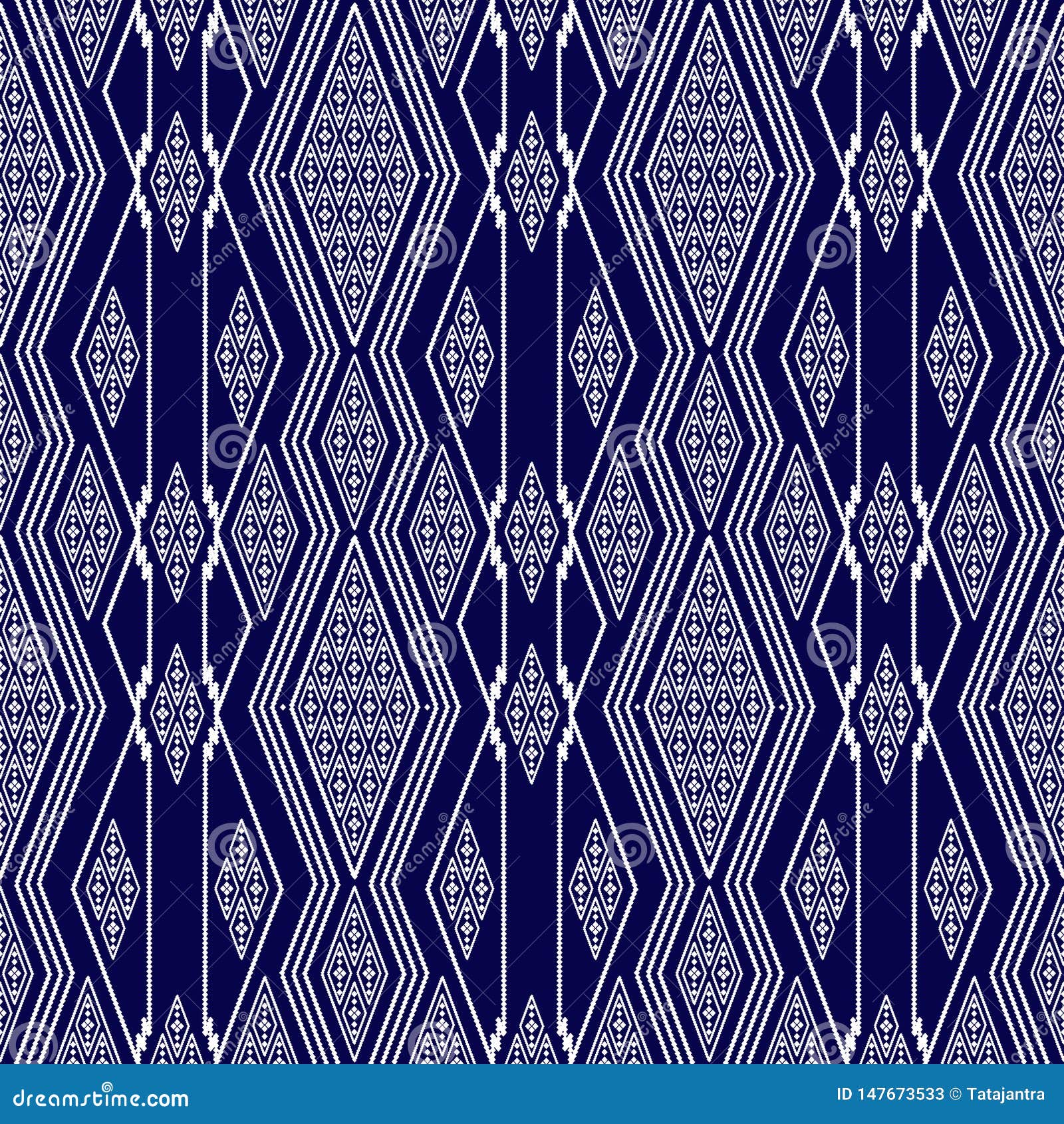 Seamless Thai Pattern, Blue And White Modern Shape For Design ...
