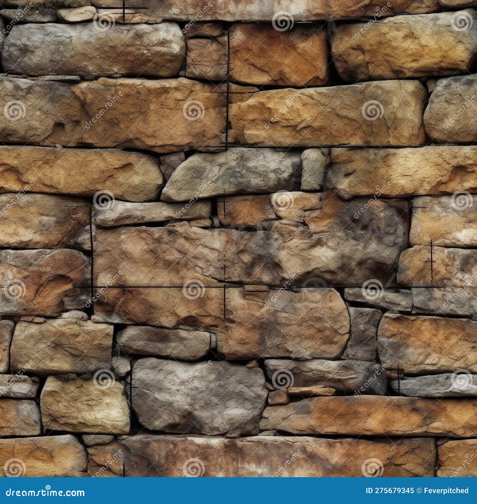 Seamless Tile of Aged Brick and Stone Abstract Background - Generative ...
