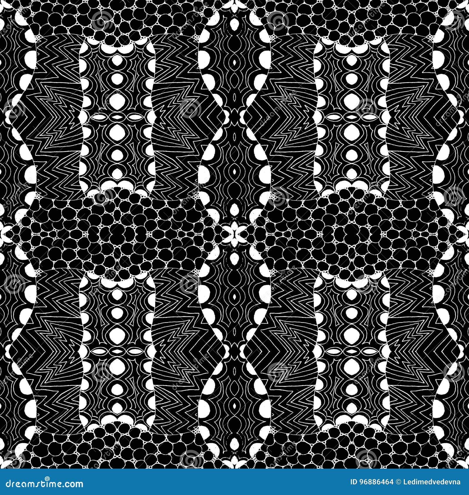 Seamless Tile with a Black and White Pattern. Vector Illustration. Hand ...