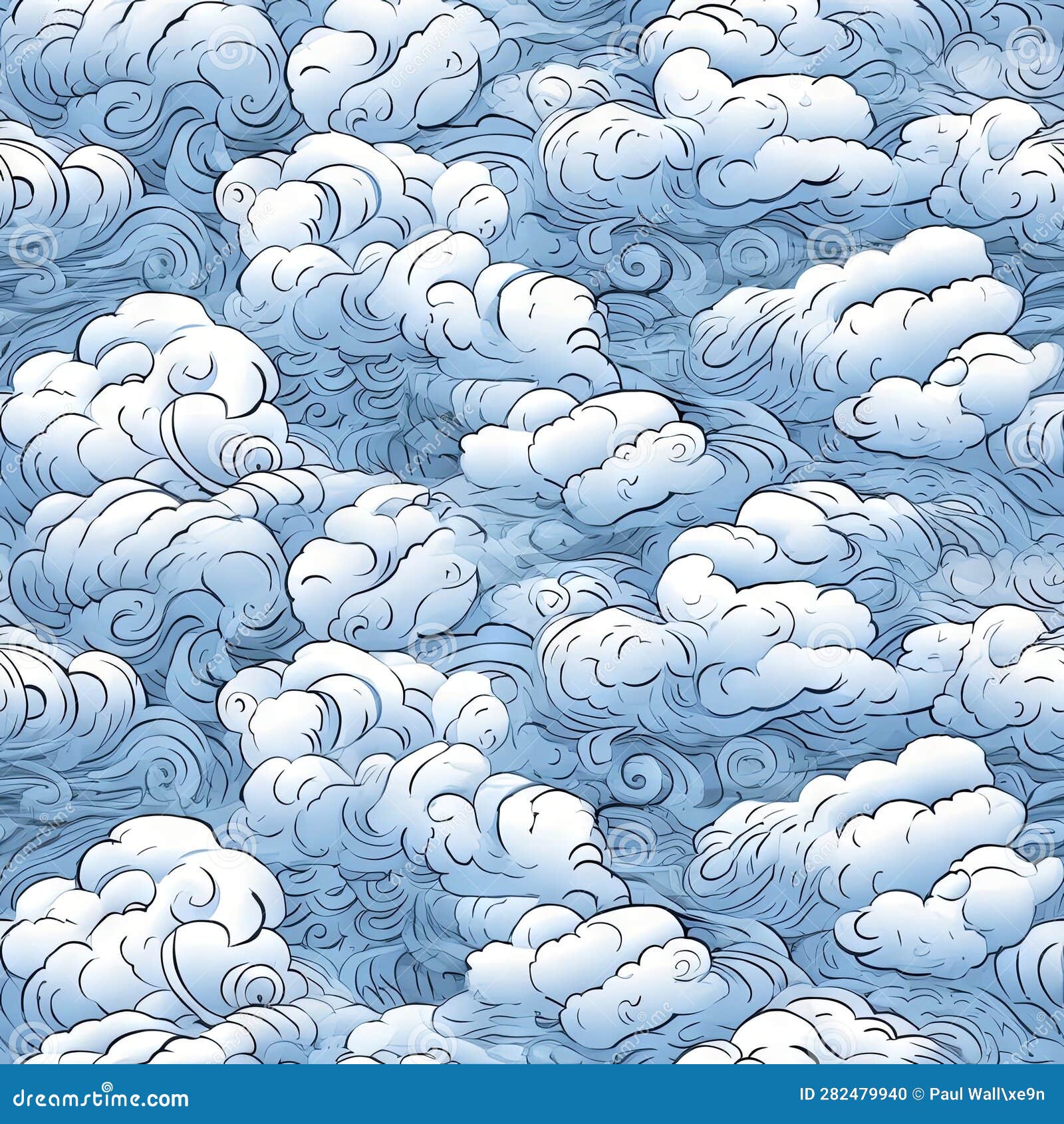 Seamless Tile Cloud Pattern Illustration. Stock Illustration ...