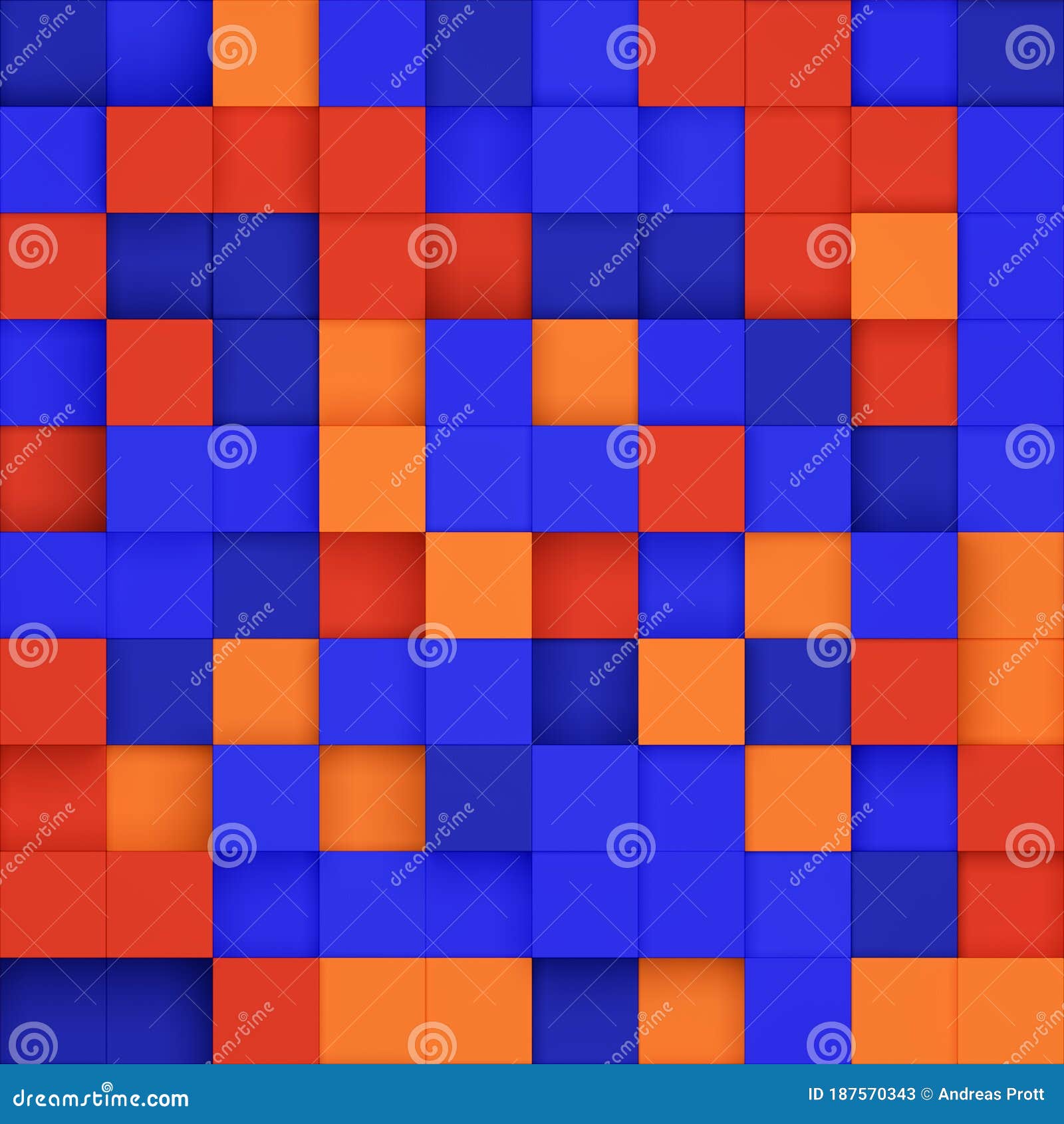 Seamless Tile of Colored Isometric Boxes with Shadows in a Blue Orange ...