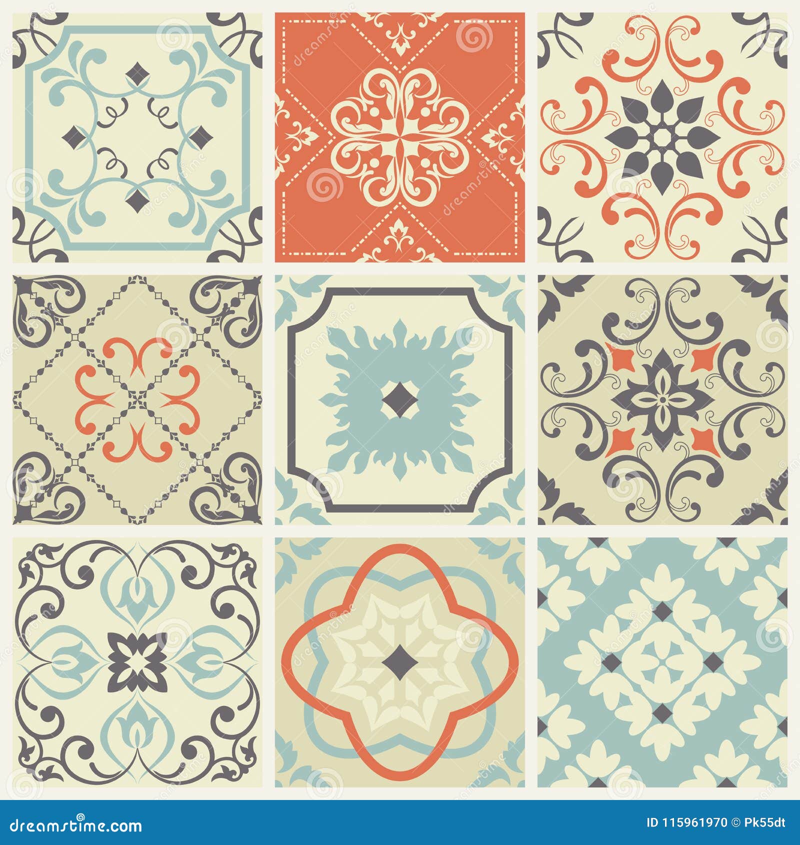 Seamless Tile with Colorful Patchwork. Vintage Multicolor Pattern ...