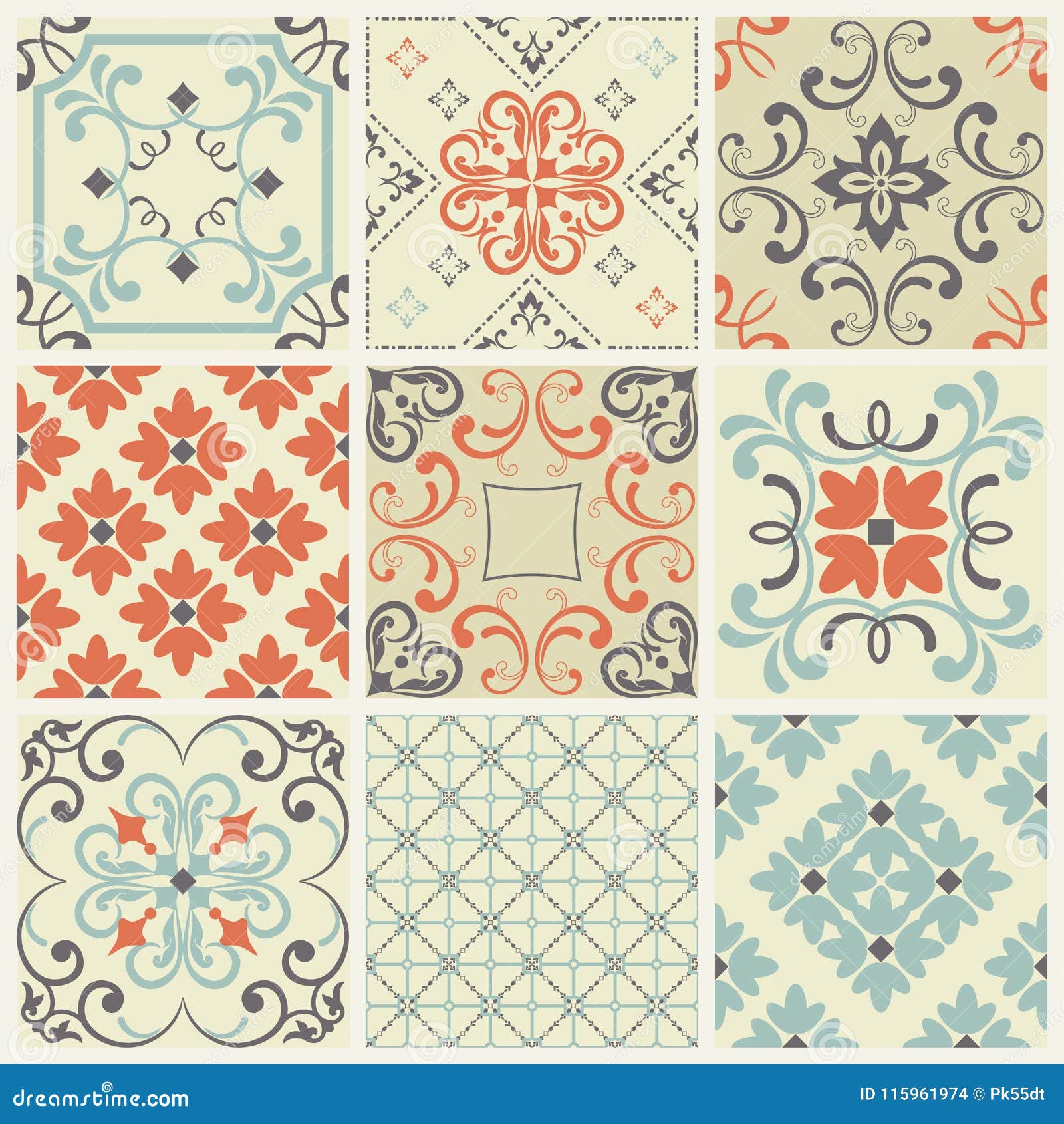 Seamless Tile with Colorful Patchwork. Vintage Multicolor Pattern ...
