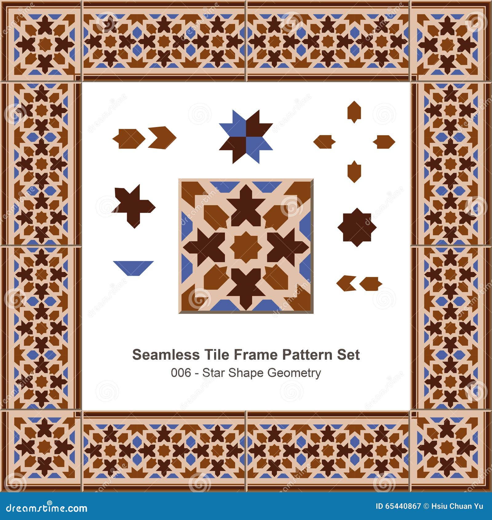 Seamless Tile Frame Pattern Star Shape Geometry Stock Vector ...