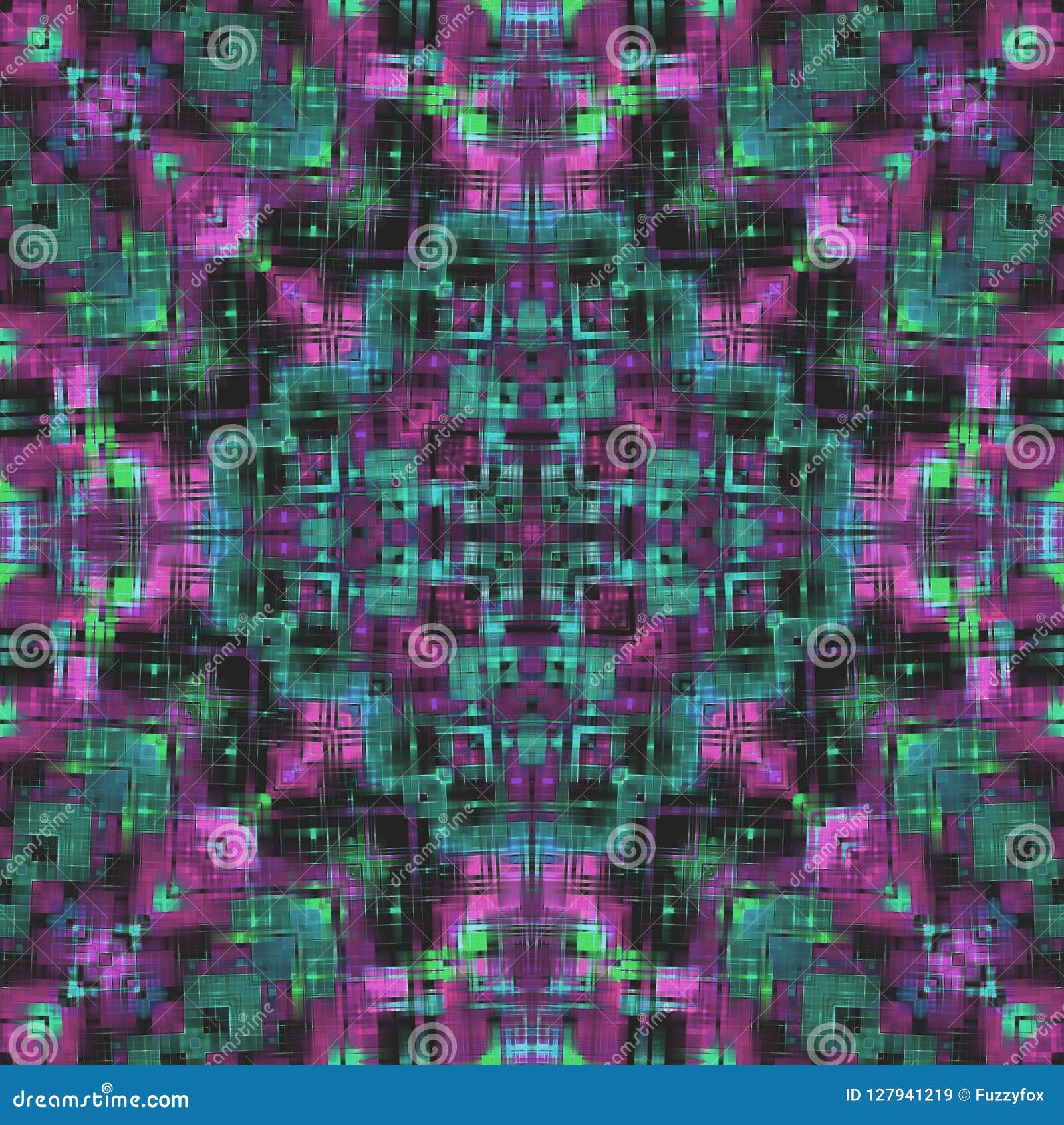 Seamless Tile Ornamental Mosaic Glitch Effect Abstract Pattern Stock ...