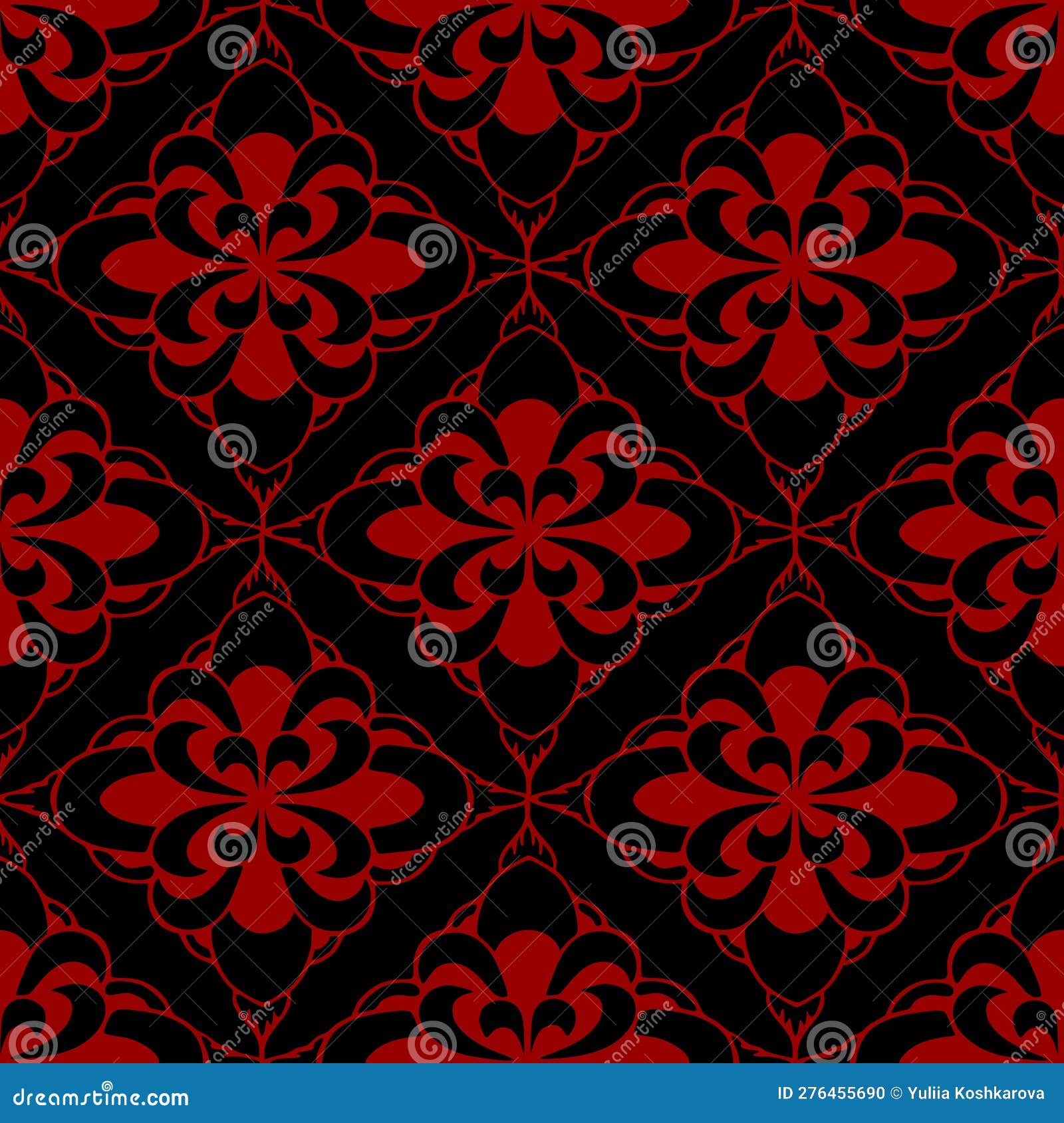 Seamless Tile Pattern of Abstract Geometric Red Elements on a Black ...