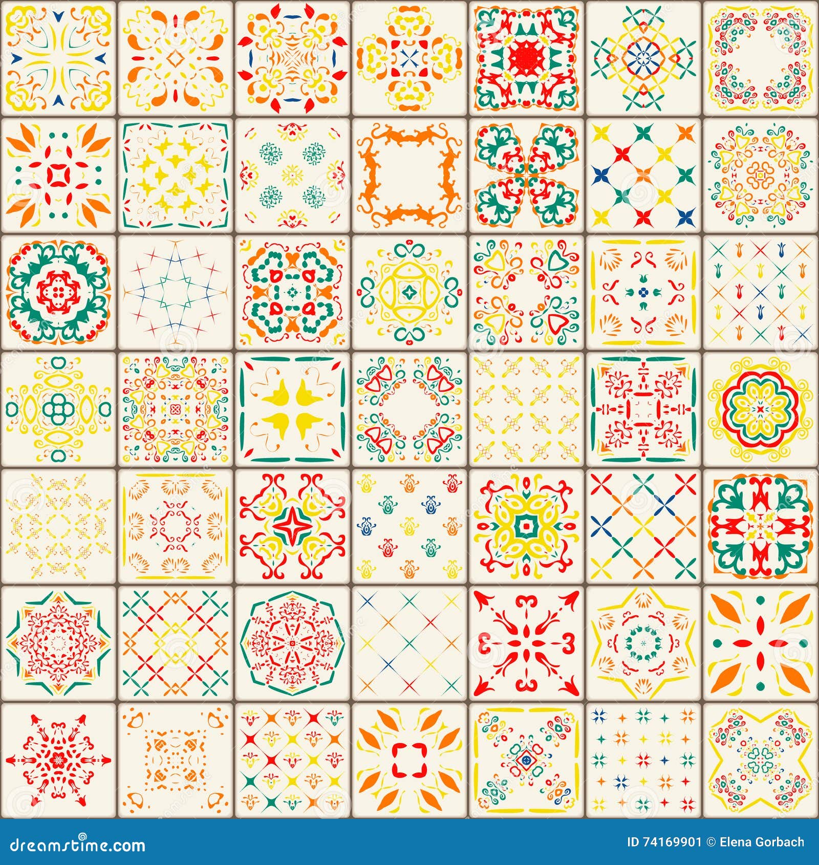 Seamless Tile Pattern. Colorful Boho Pattern. Ornament Pattern Stock ...
