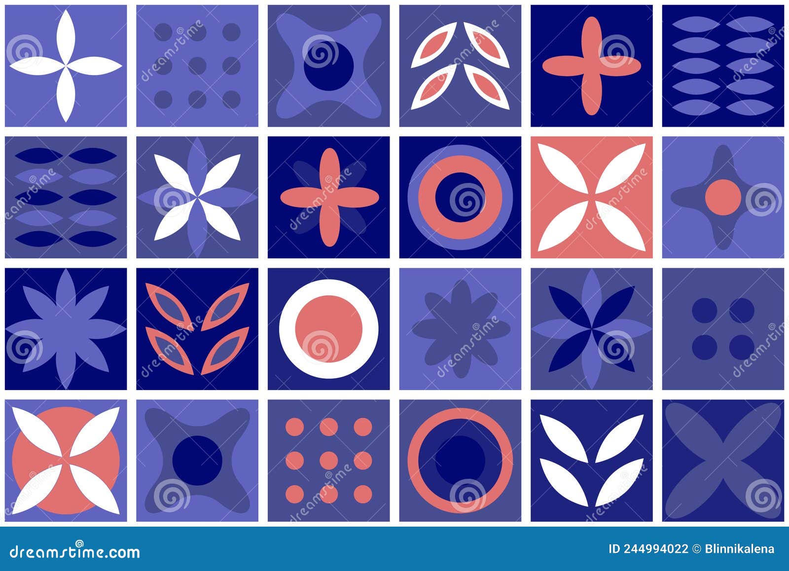 Seamless Tile Pattern with Geometric Symmetrical Pattern. Blue Tiles ...