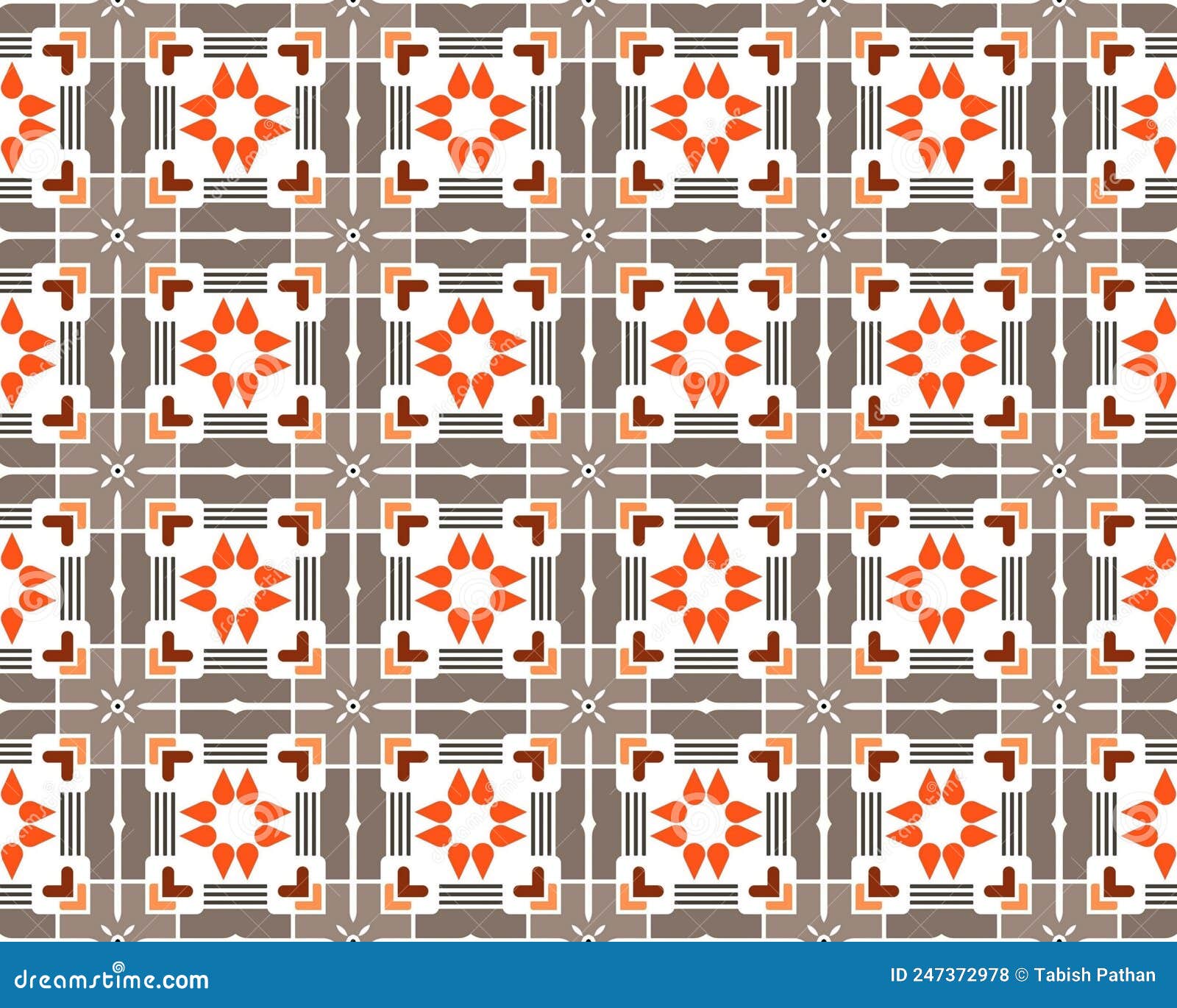 Seamless Tile Pattern Illustration with Floral Signs Stock Illustration ...