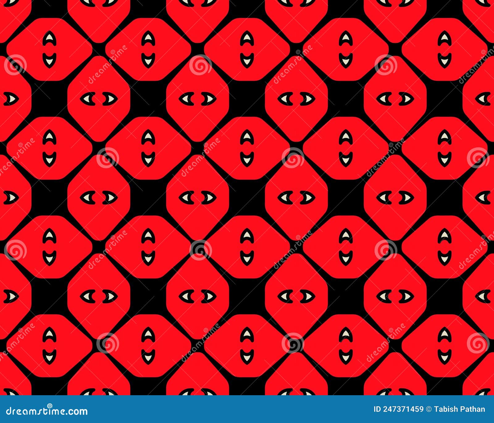Seamless Tile Pattern with Red and Black Ornaments Stock Illustration ...
