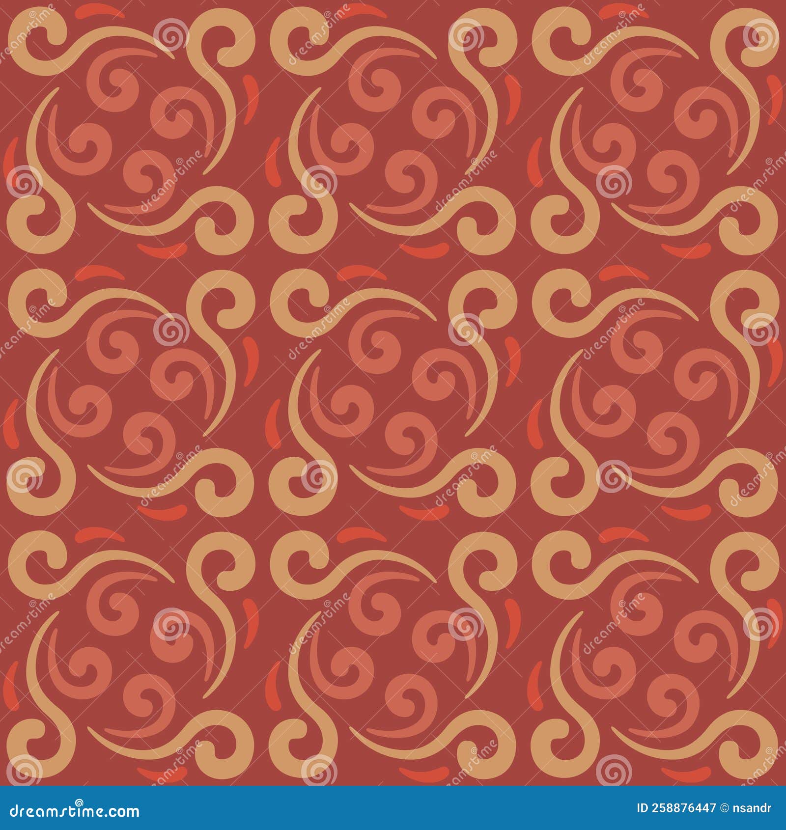 Seamless Tile Pattern in Traditional Style. Simple Abstract Spiral ...