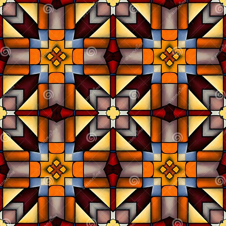 Seamless Tileable Abstract Pattern in Stained-glass Window Style Stock ...