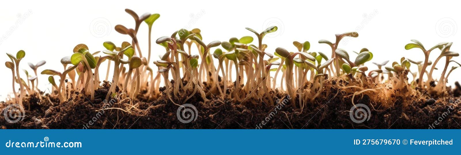 Cross Section Seamless Tileable Row of Budding Sprouts of New Growth ...