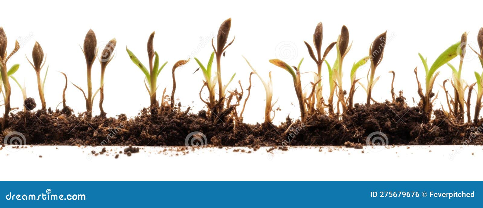 Cross Section Seamless Tileable Row Of Budding Sprouts Of New Growth ...