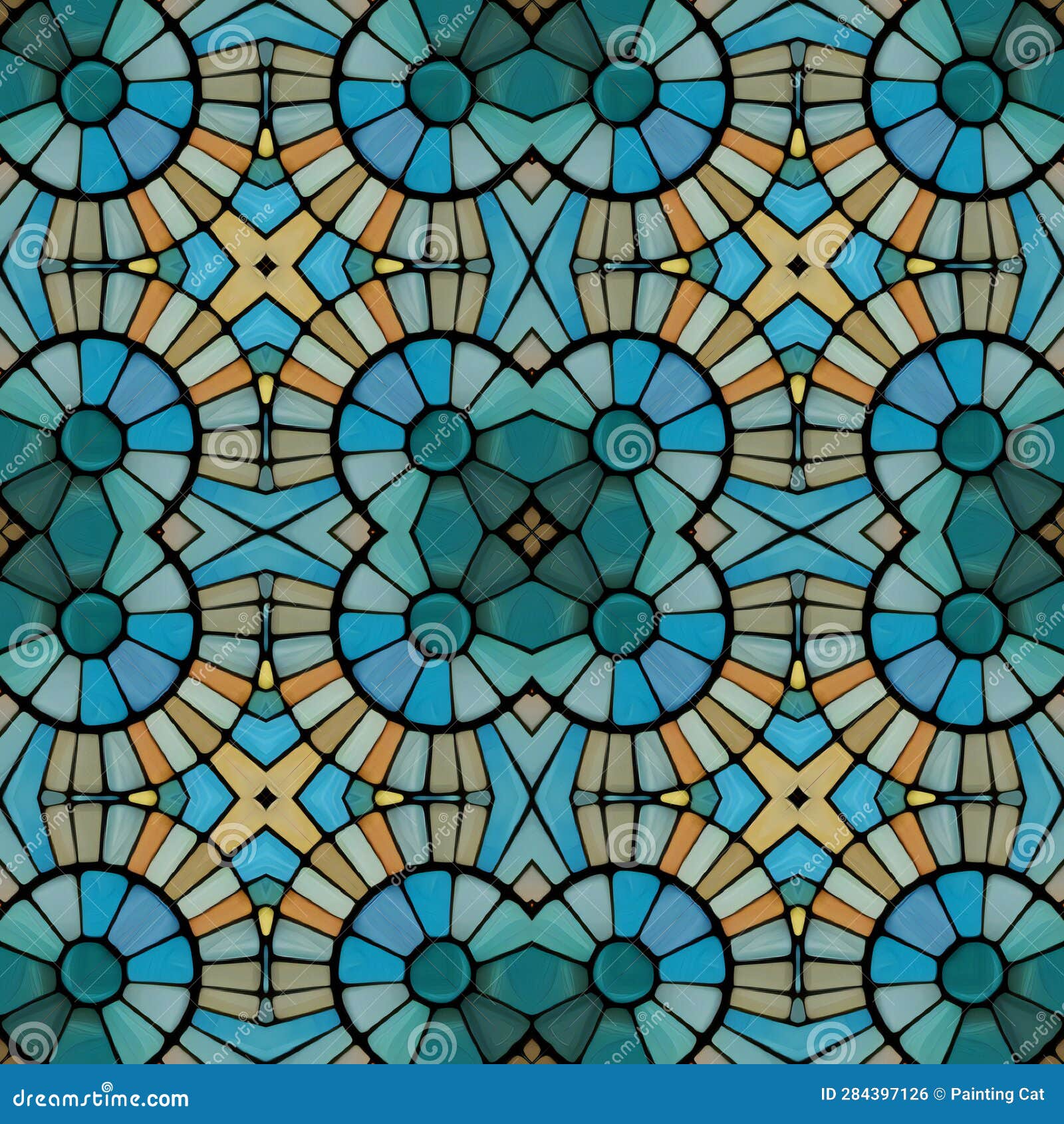 Seamless Tileable Decorative Pattern in Stained-glass Window Style ...