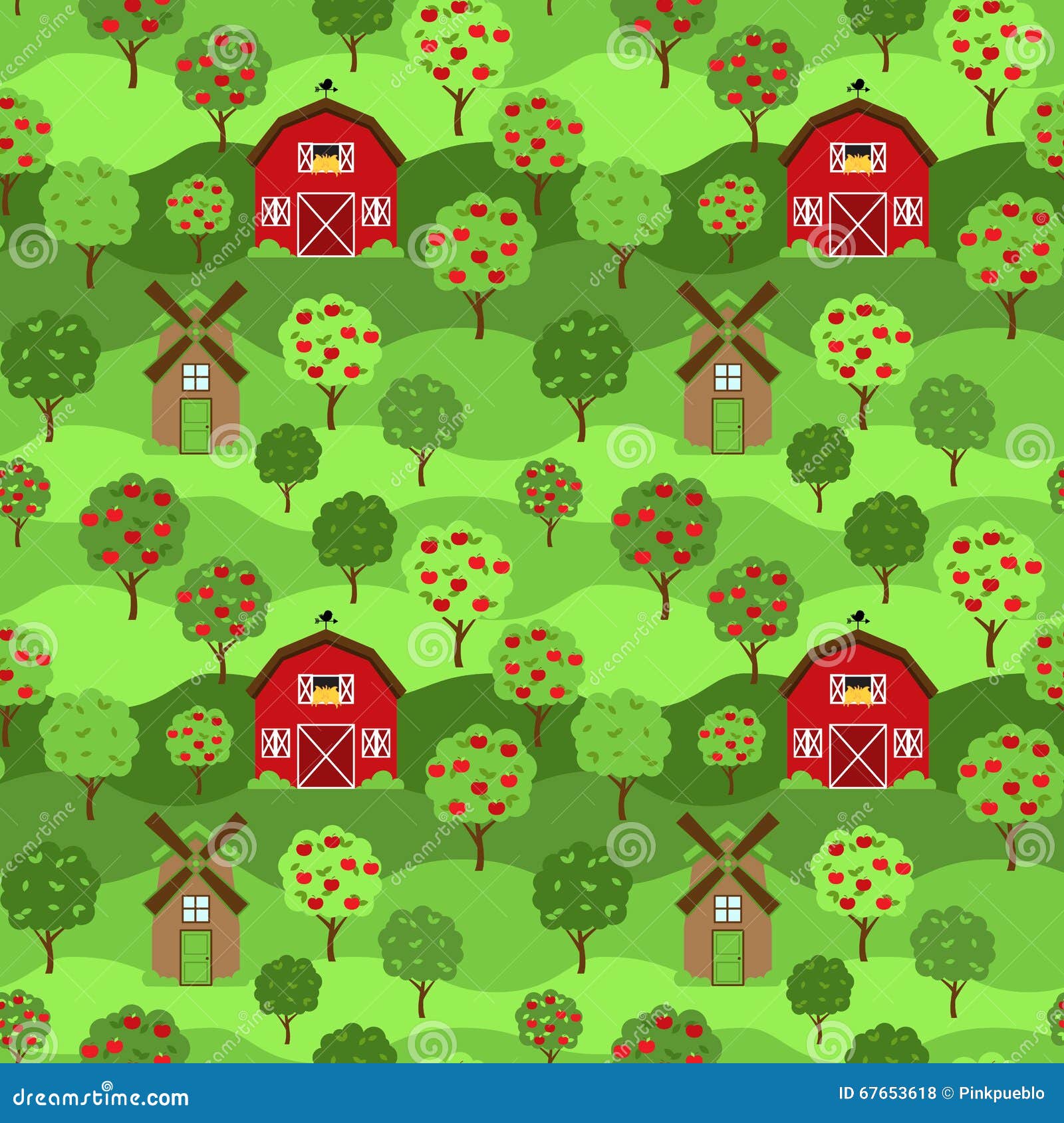 Seamless, Tileable Farm or Orchard Background Stock Vector ...