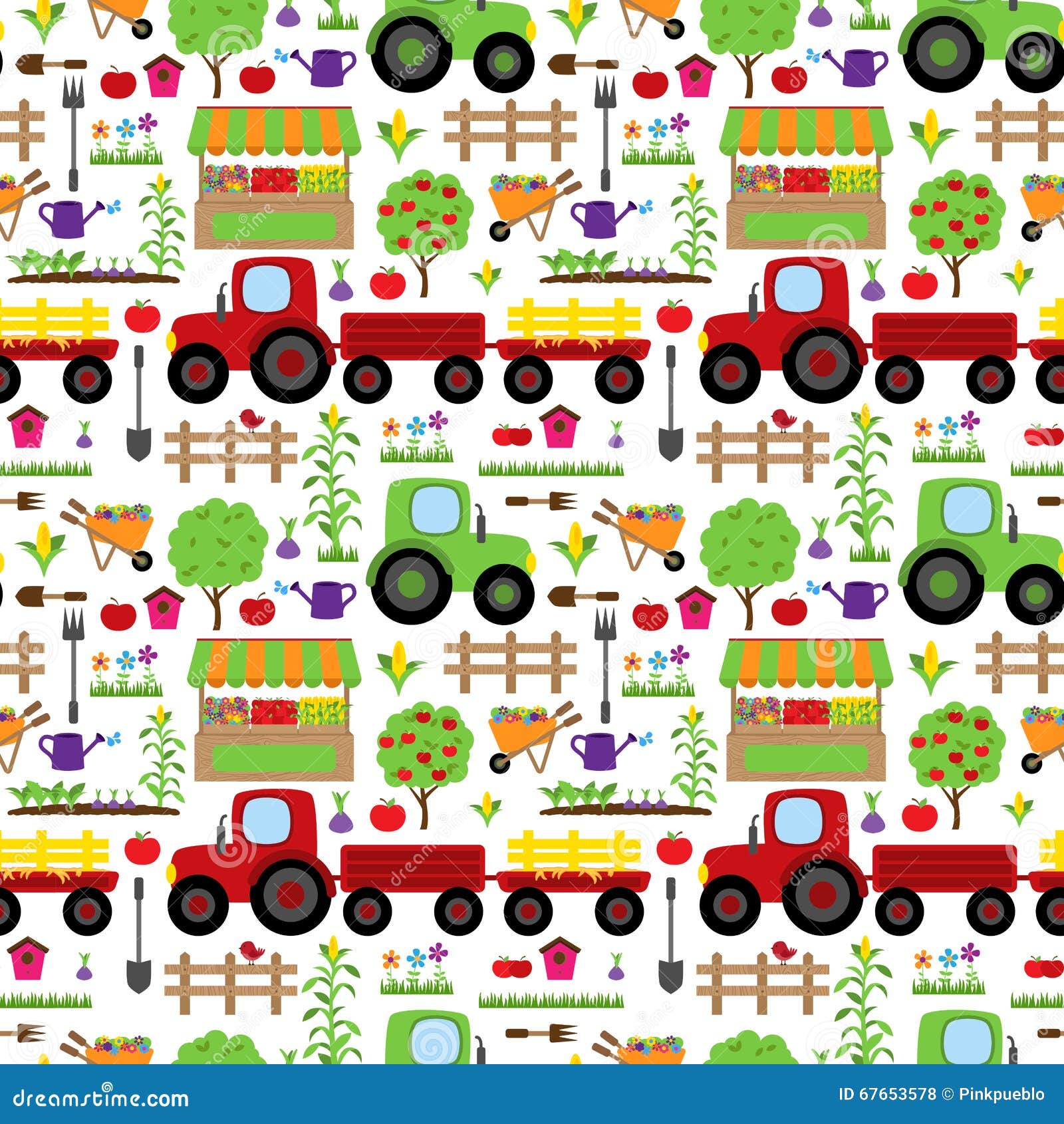 Seamless, Tileable Farming or Gardening Themed Vector Background Stock ...