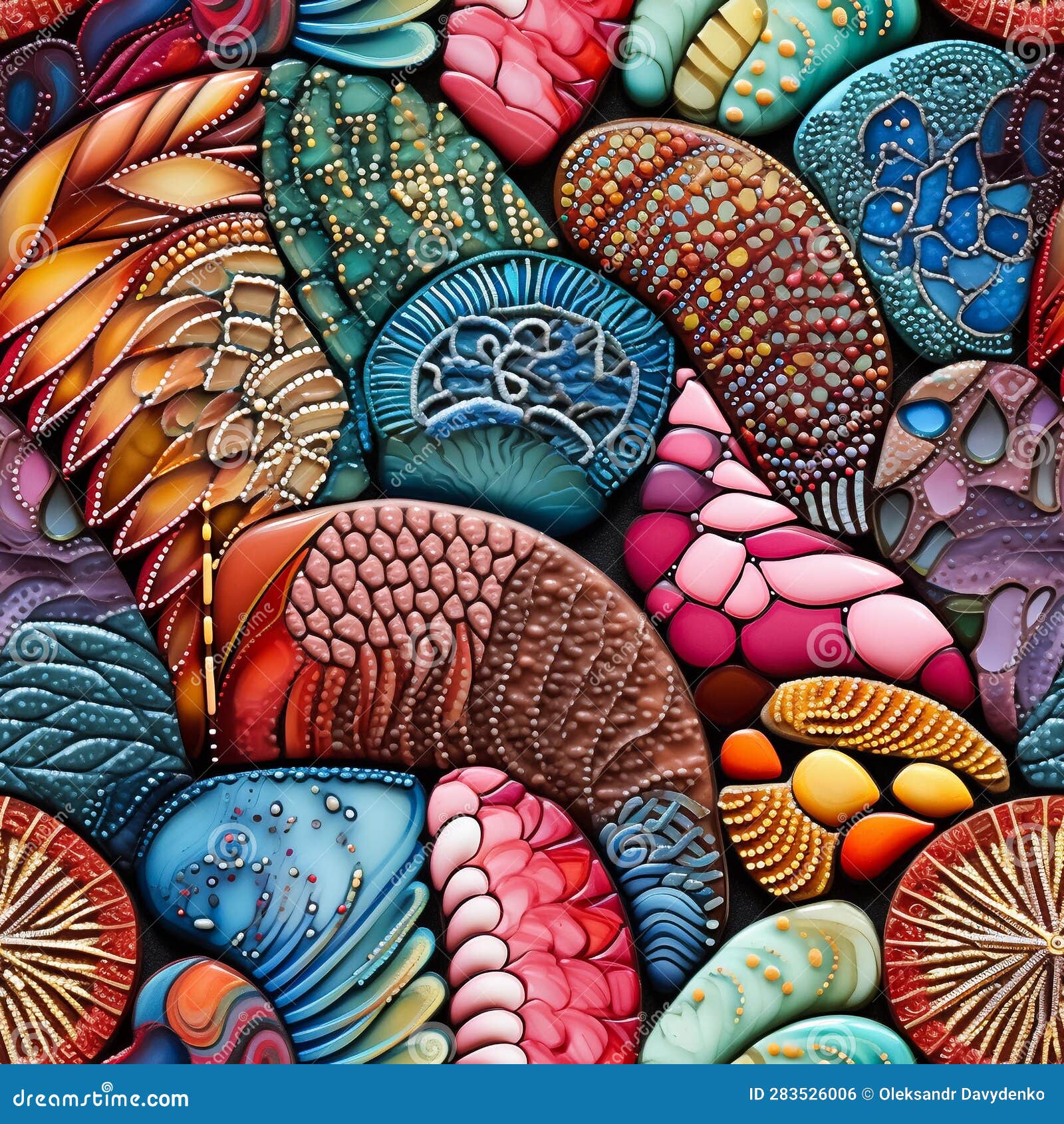 Seamless Tileable Pattern of Colorful Abstract Whimsical Seashells ...
