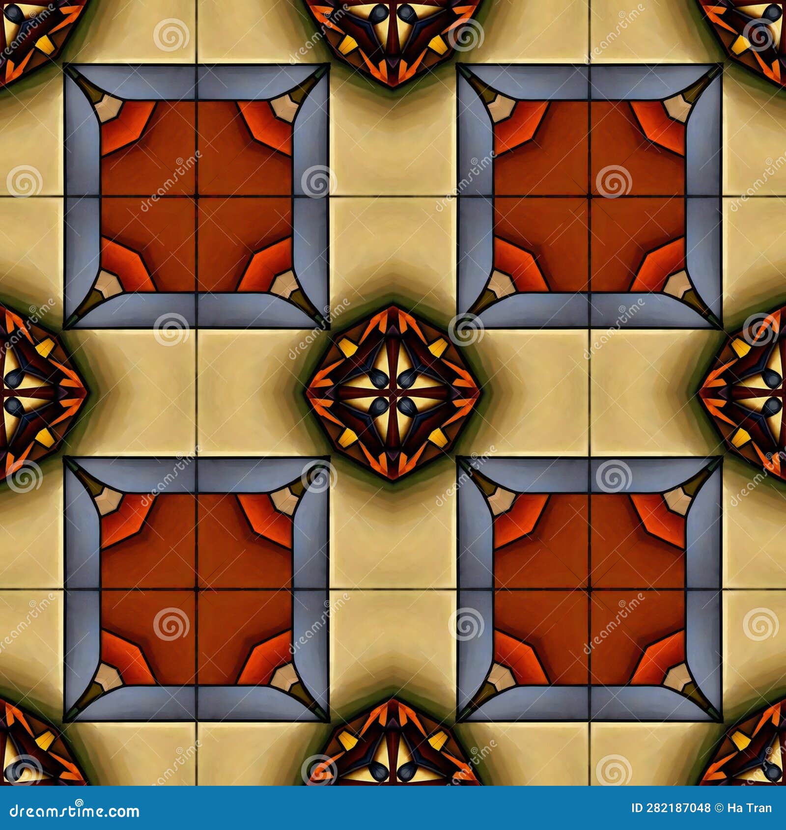Seamless Tileable Pattern with Symmetrical Pattern in Stained-glass ...