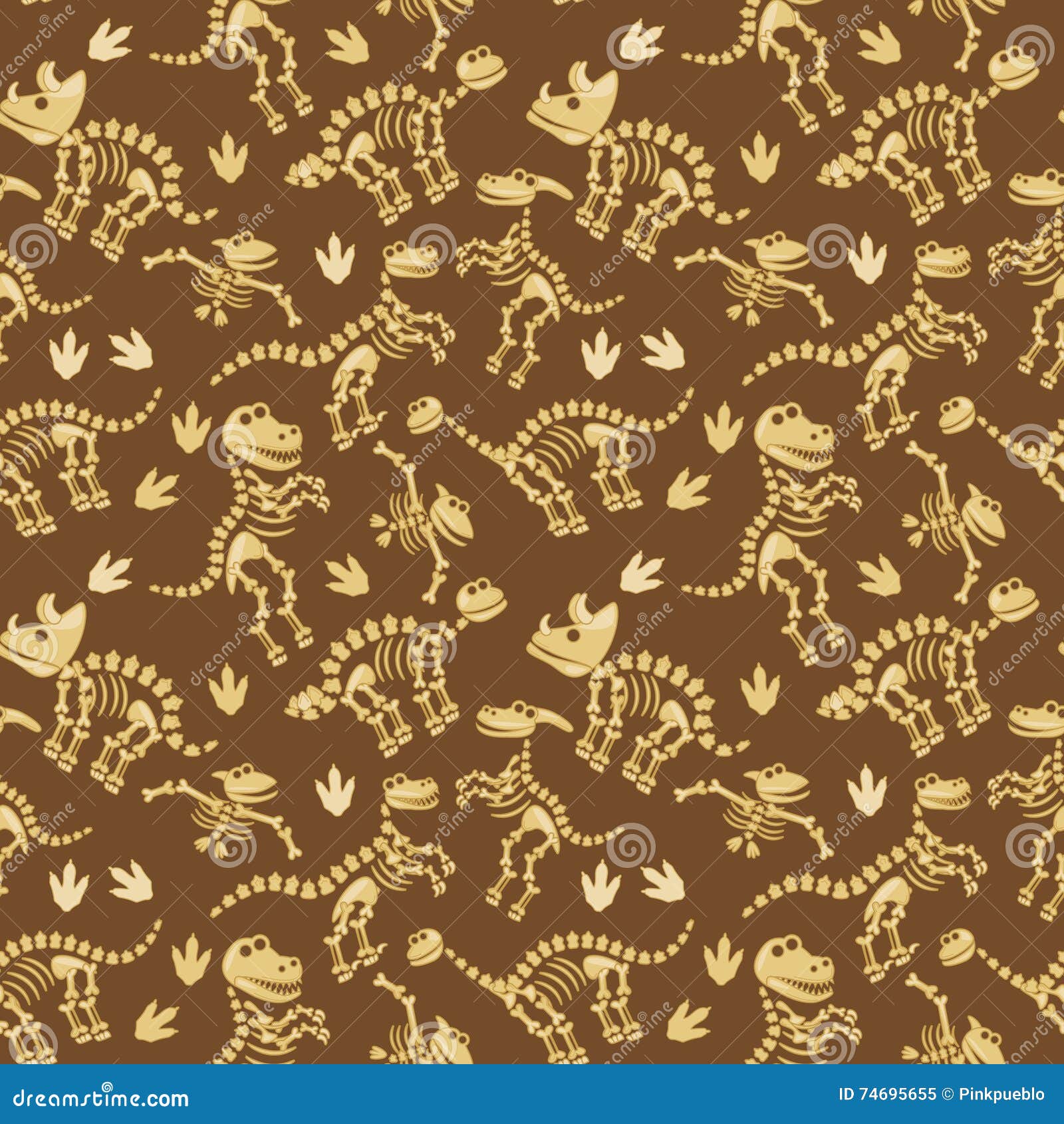 Seamless, Tileable Vector Pattern with Dinosaur Bones Stock Vector ...