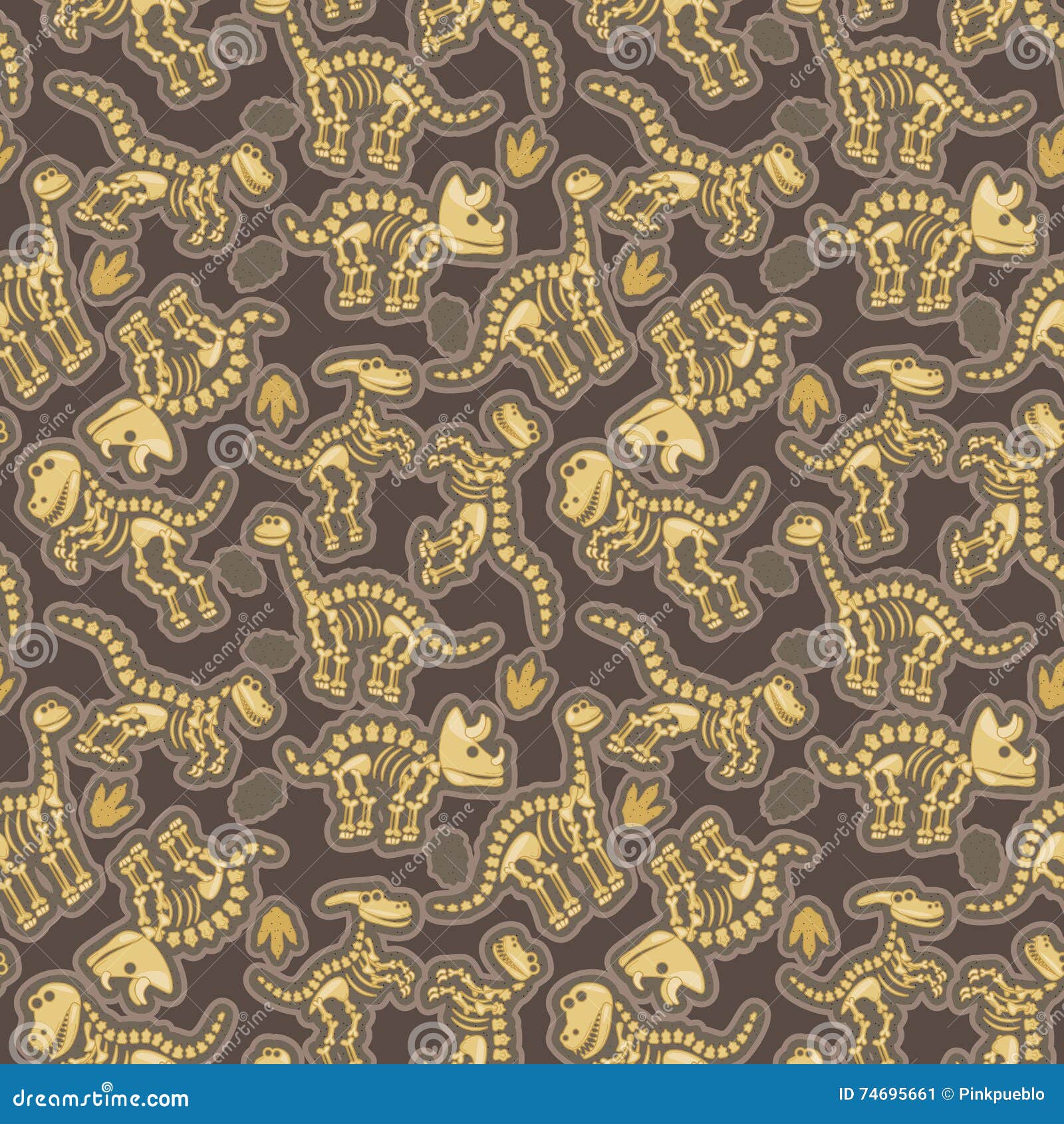 Seamless, Tileable Vector Pattern with Dinosaur Bones Stock Vector ...