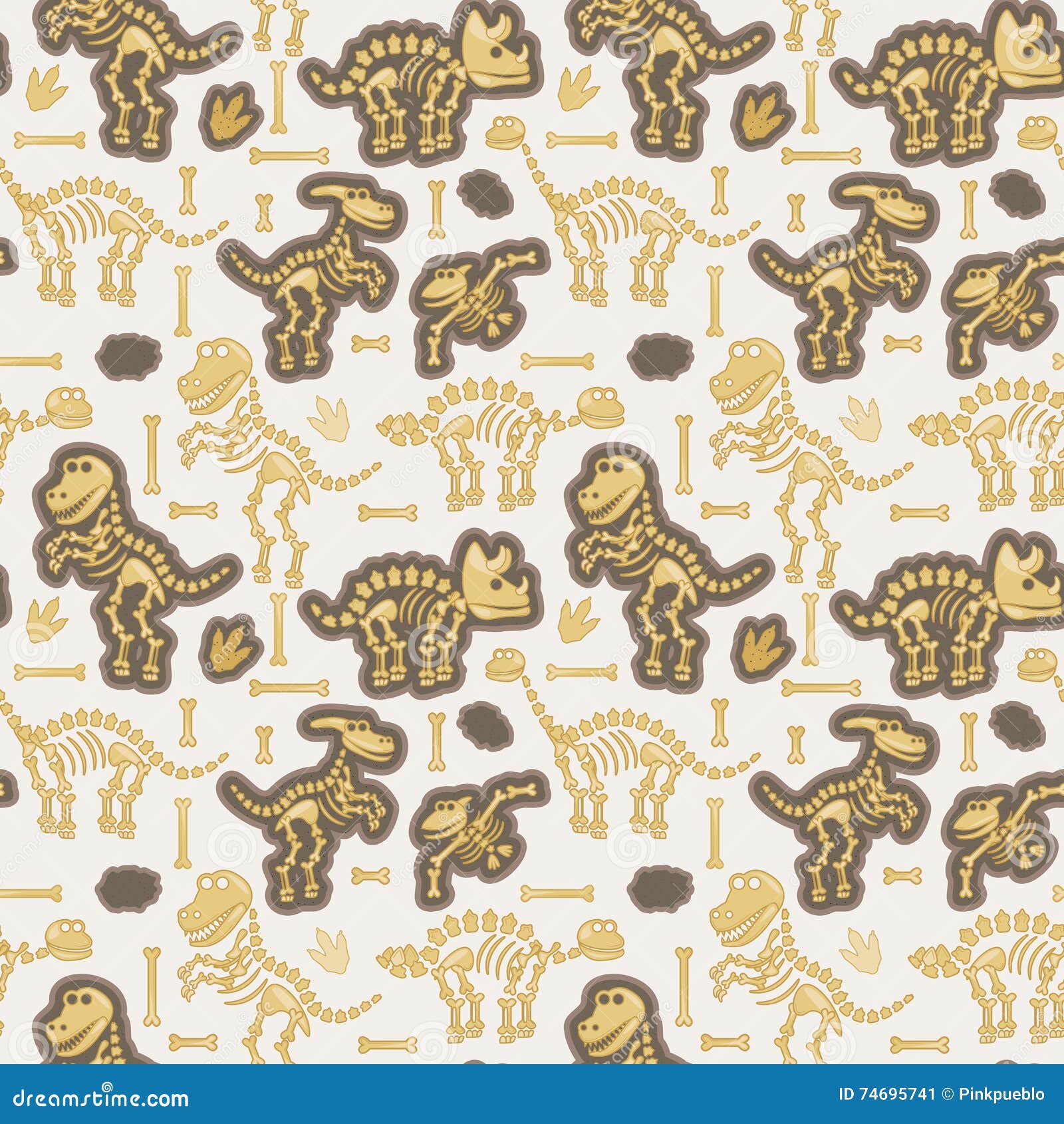Seamless, Tileable Vector Pattern with Dinosaur Bones Stock Vector ...