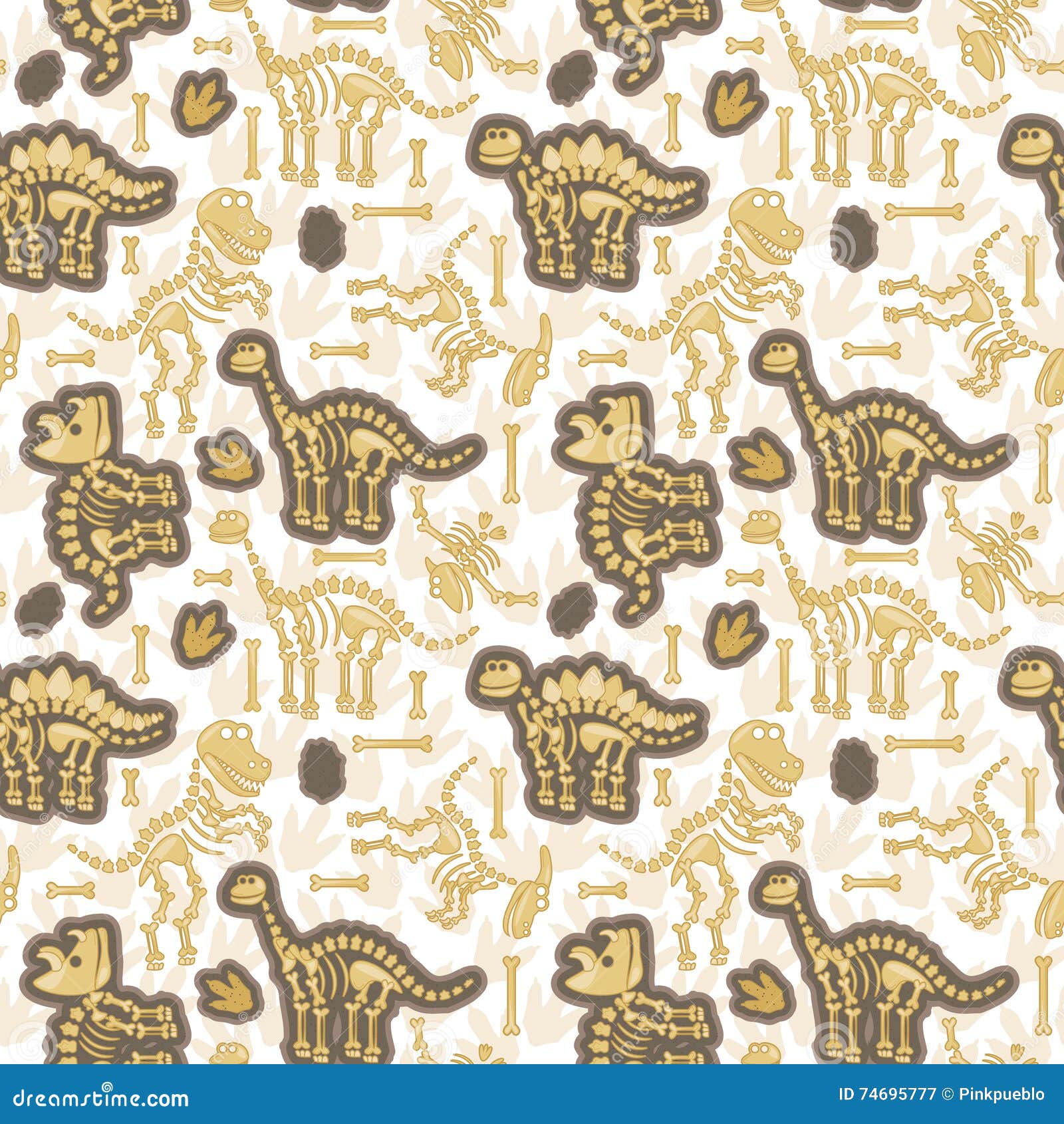 Seamless, Tileable Vector Pattern with Dinosaur Bones Stock Vector ...