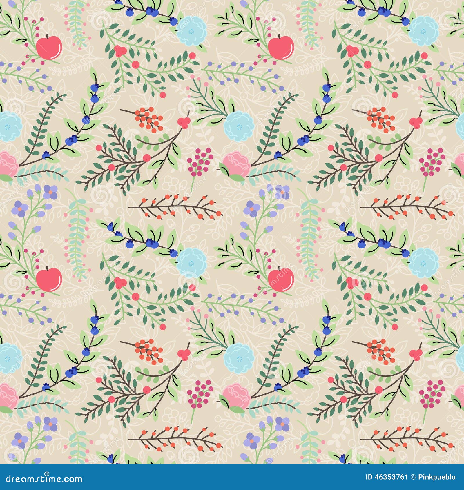 Seamless Tileable Vintage Floral Background Pattern Stock Vector ...