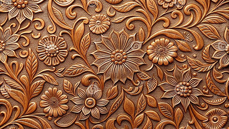 Seamless Tooled Embossed Leather Texture Repeat with Flower and Leaf ...