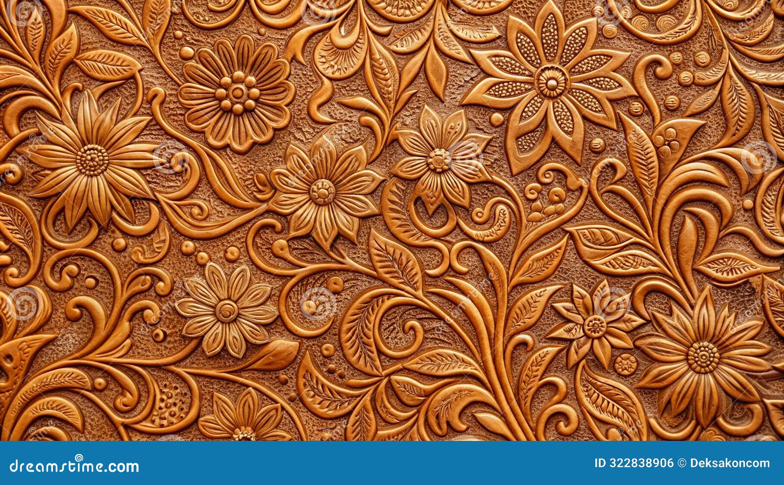 Seamless Tooled Embossed Leather Texture Repeat with Flower and Leaf ...