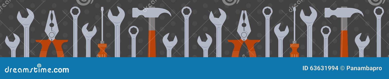 Seamless tools border stock vector. Illustration of engineering - 63631994