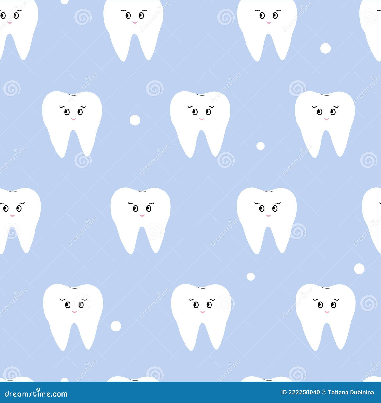 Seamless Tooth Pattern on a Blue Background Stock Vector - Illustration ...