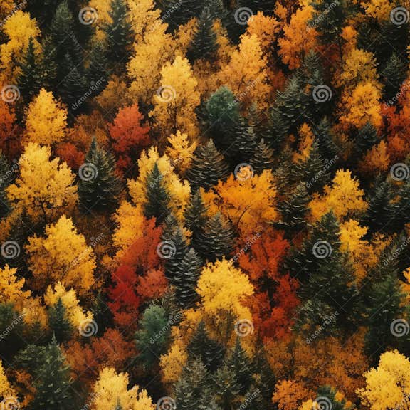 Seamless. Top View of the Autumn Forest Stock Photo - Image of fabric ...