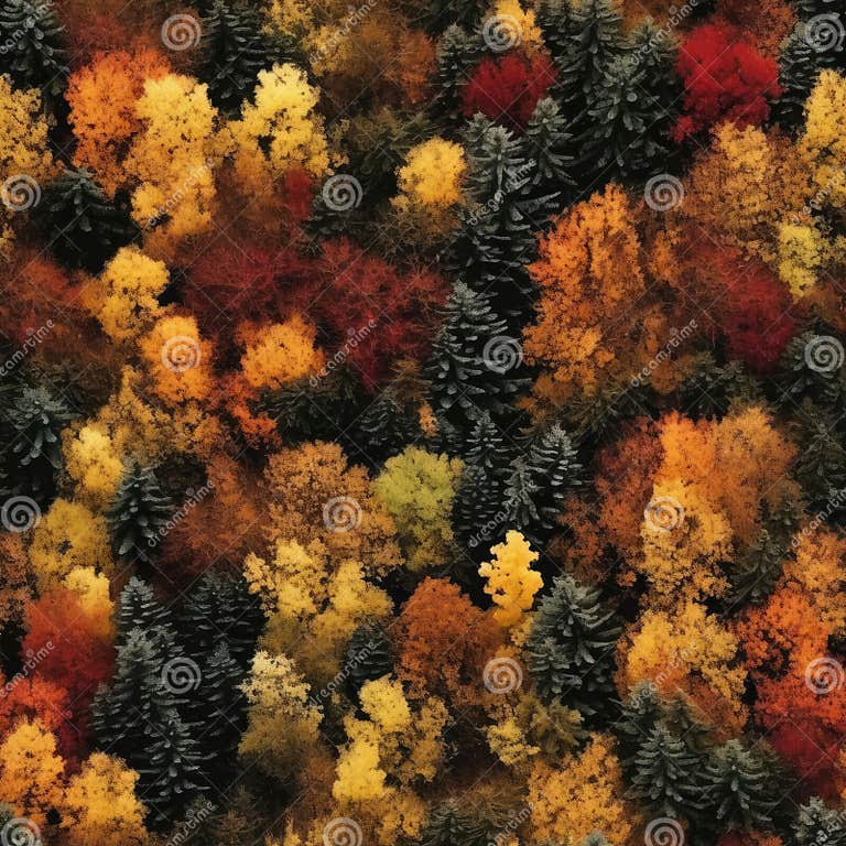Seamless. Top View of the Autumn Forest Stock Image - Image of fabric ...