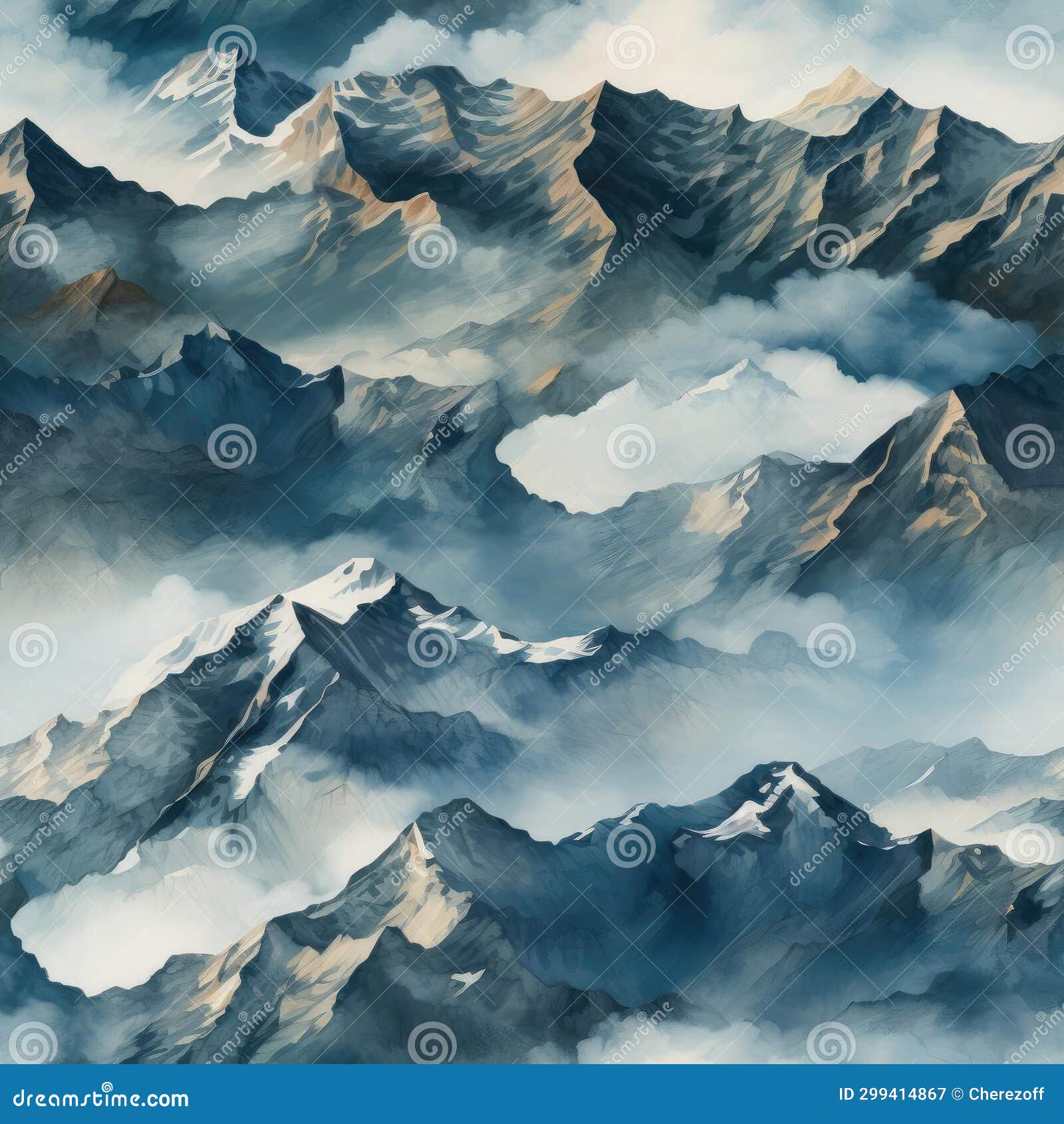 Seamless, Top View of Mountain Ranges Stock Image - Image of banner ...