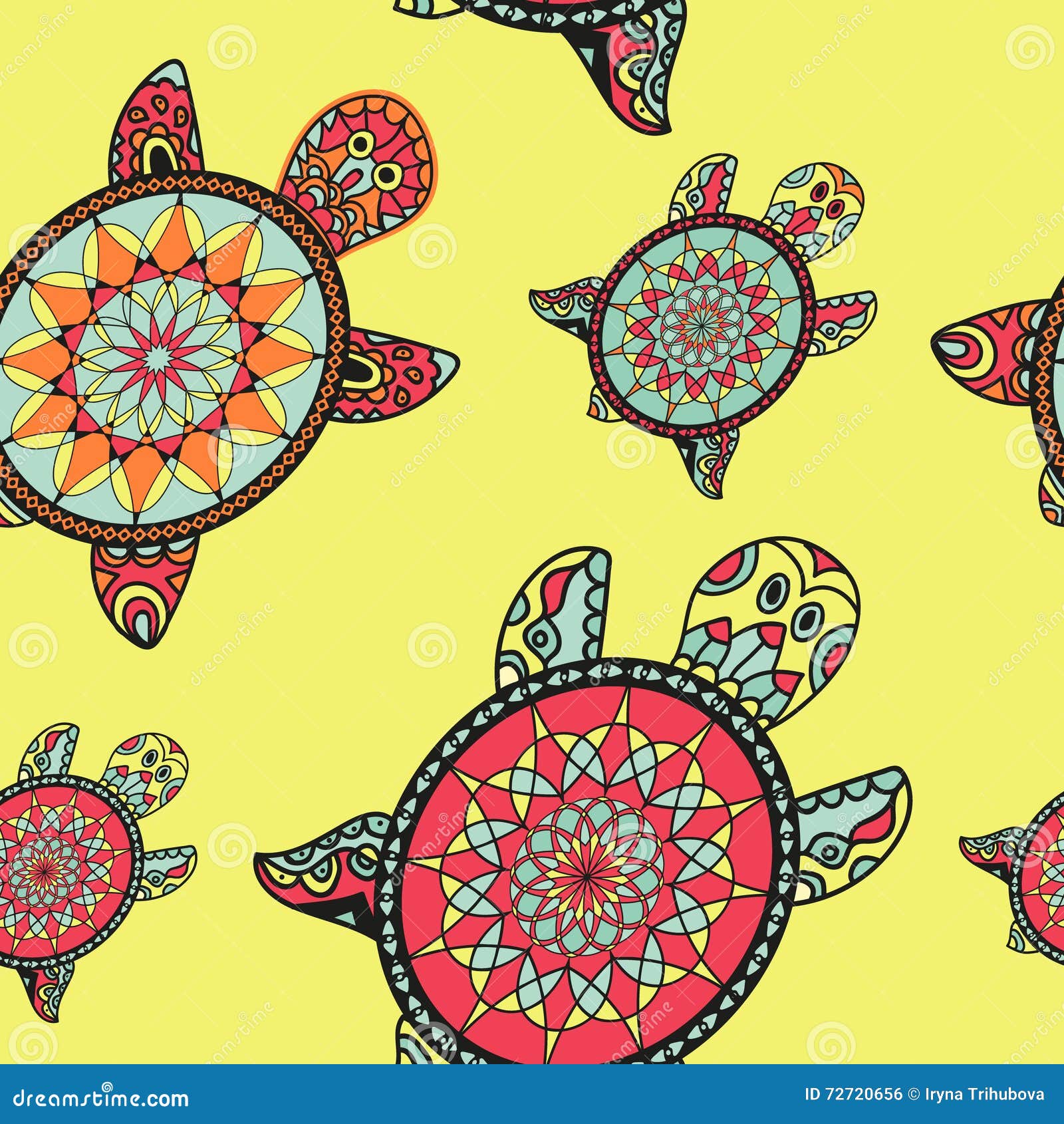 Seamless Tortoise Pattern in Oriental Style. Stock Vector ...