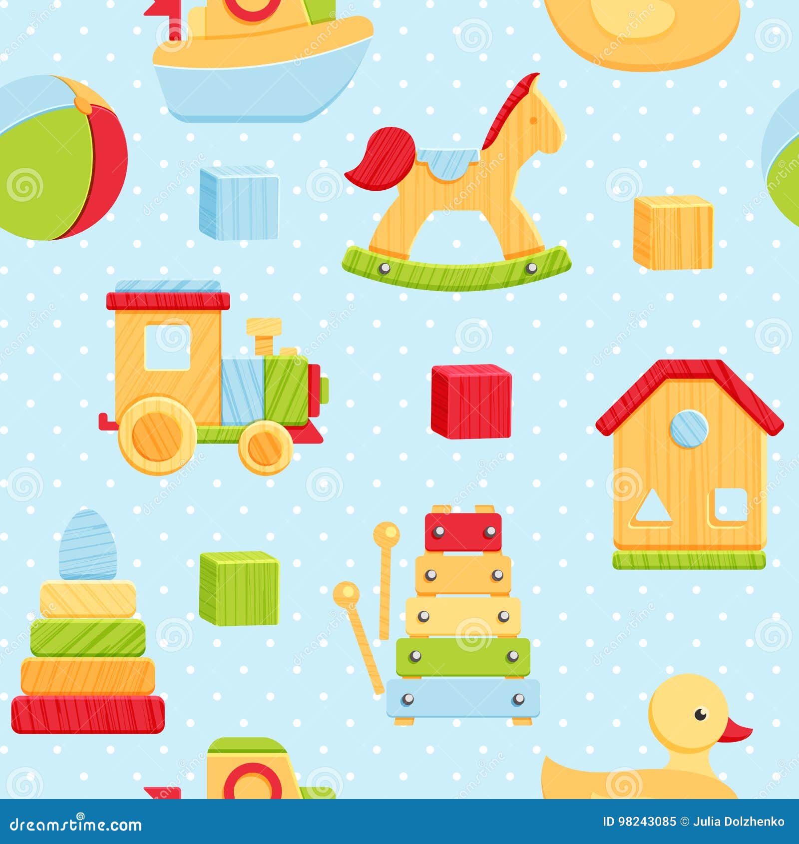 Seamless toys pattern stock vector. Illustration of arrival - 98243085