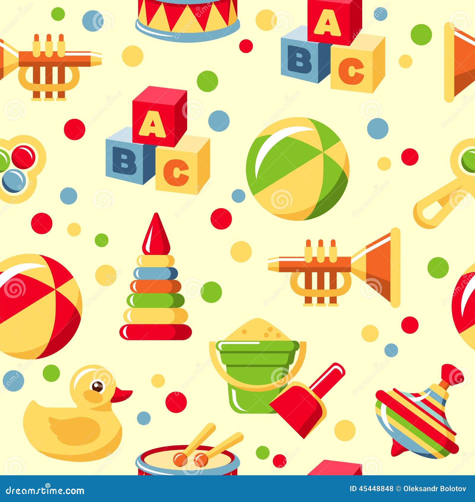 Seamless toys pattern stock vector. Illustration of kids - 45448848